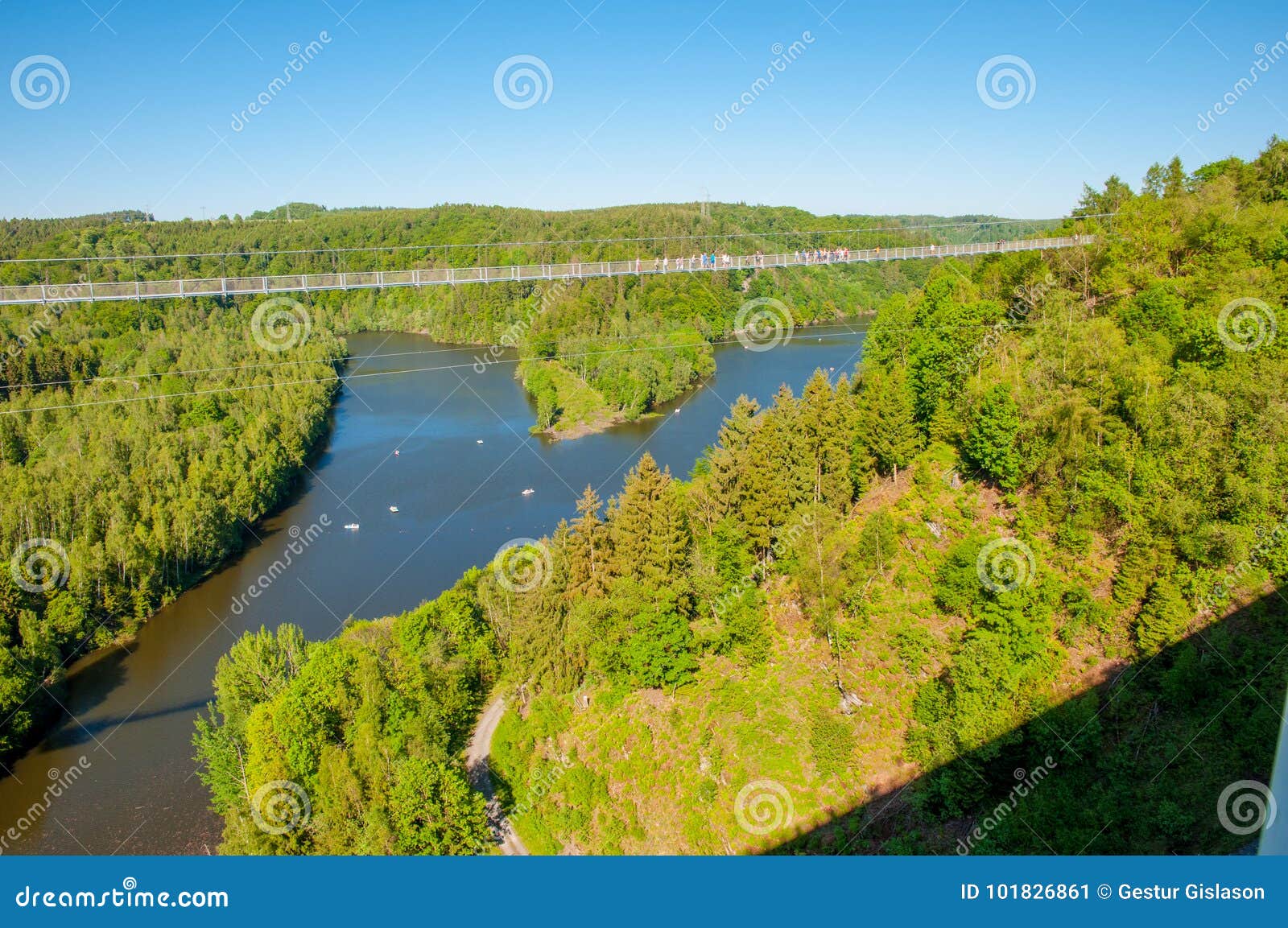 Bode River in Germany and a Suspension Bridge Stock Image - Image of ...