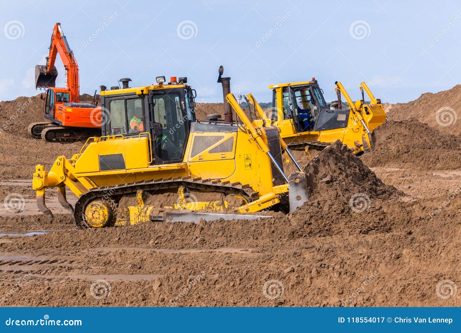 Bodenbewegungs-Bau-Bulldozer-Bagger Machines Stockbild - Bild von ...