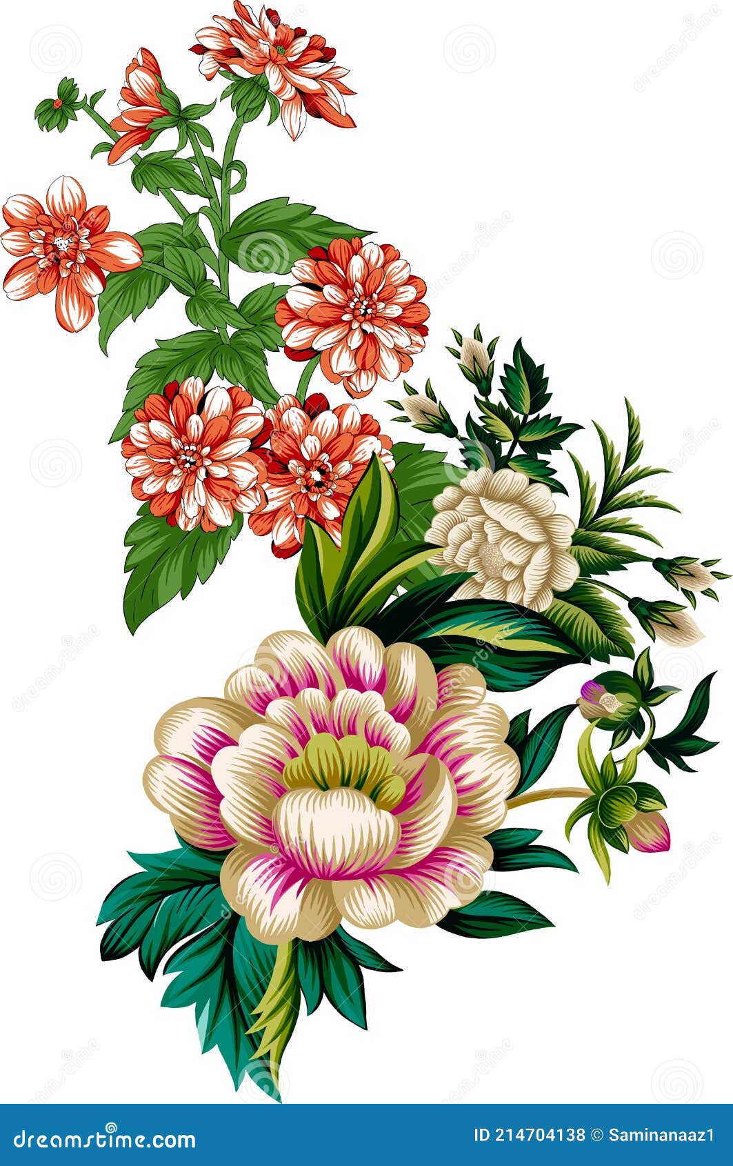 Boder Flowers Textile Design Print Created Stock Illustration ...