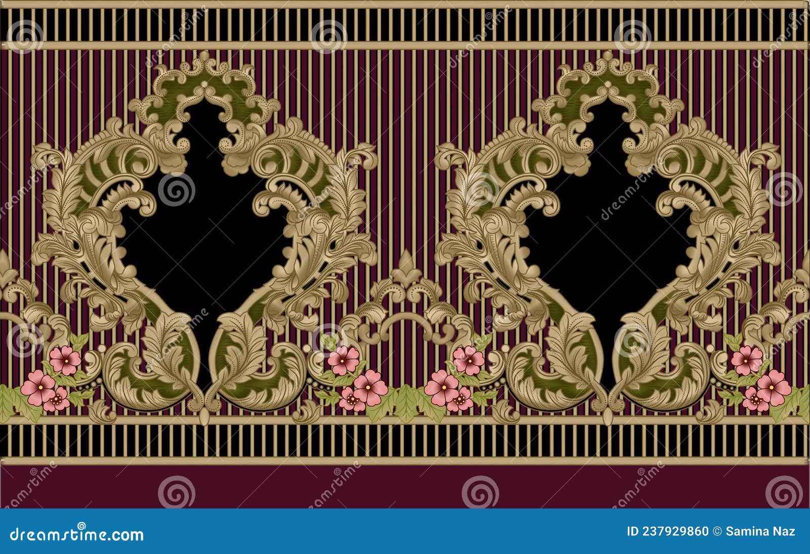 Boder Textile Design Print Red Combinatin Stock Illustration ...