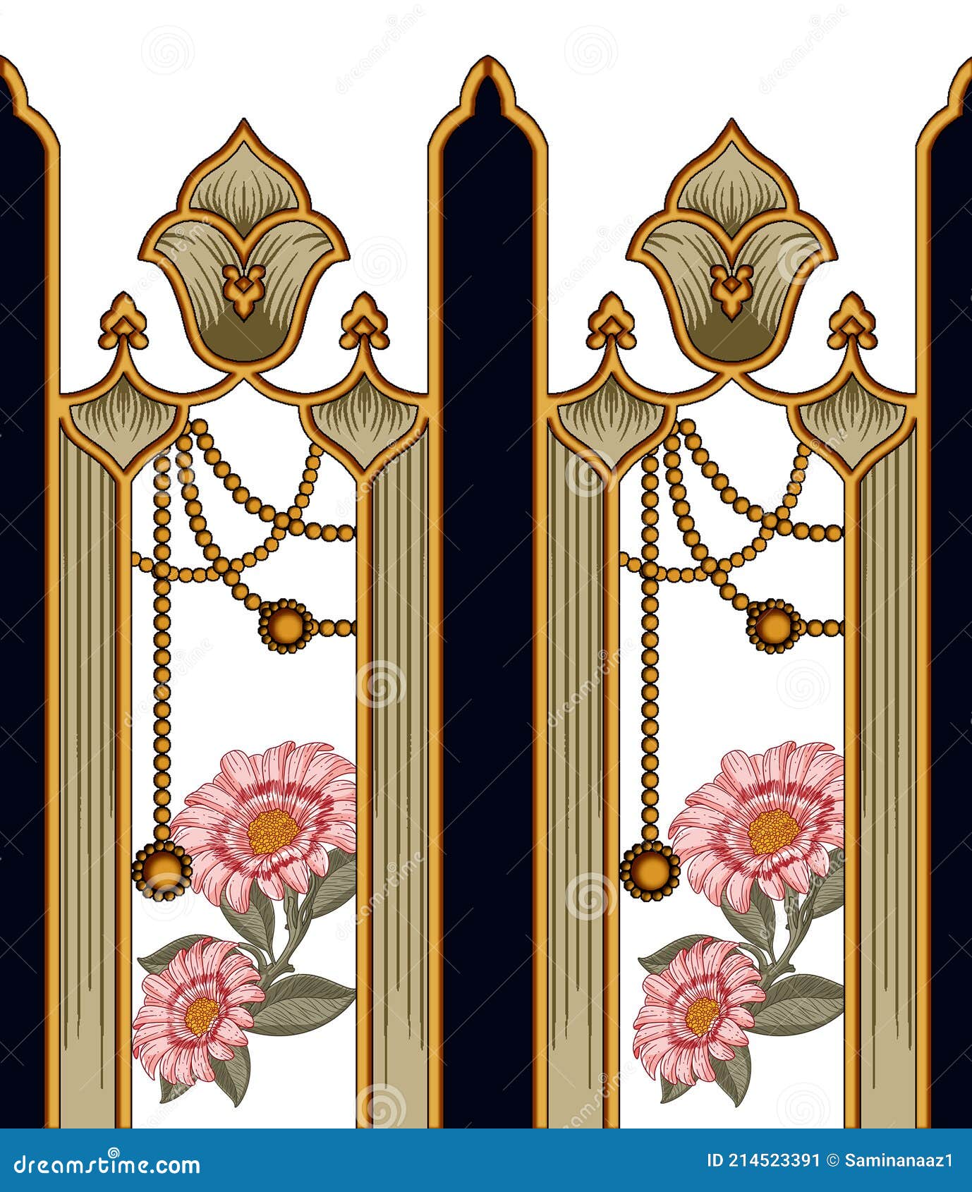 Boders Flowers Textile Design Print Created Stock Illustration ...