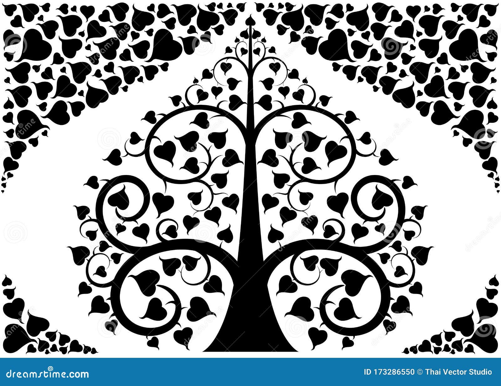 The Bodhi tree and leaves stock illustration. Illustration of buddha ...