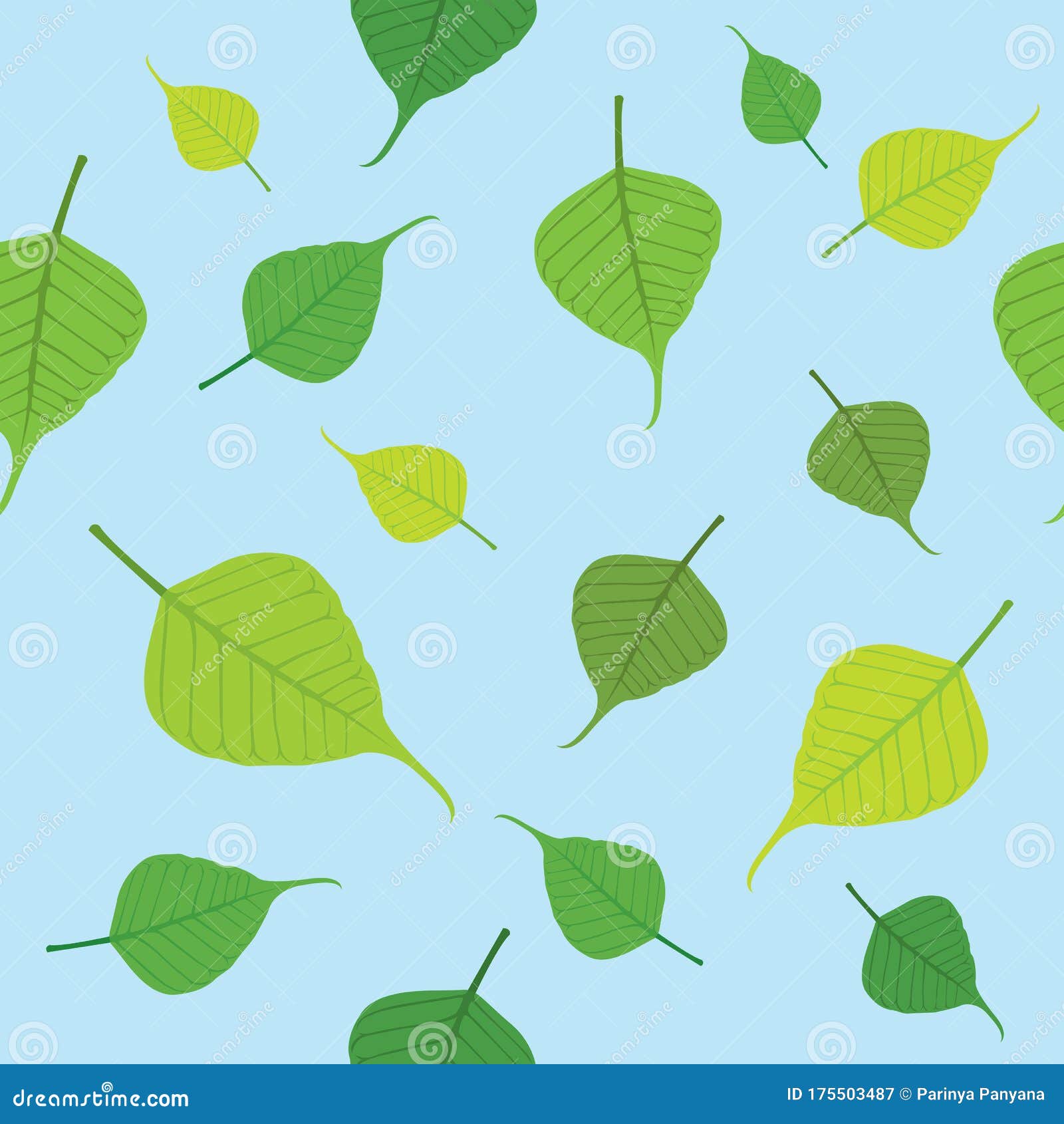 Bodhi Tree Seamless Pattern Stock Vector - Illustration of leaf ...