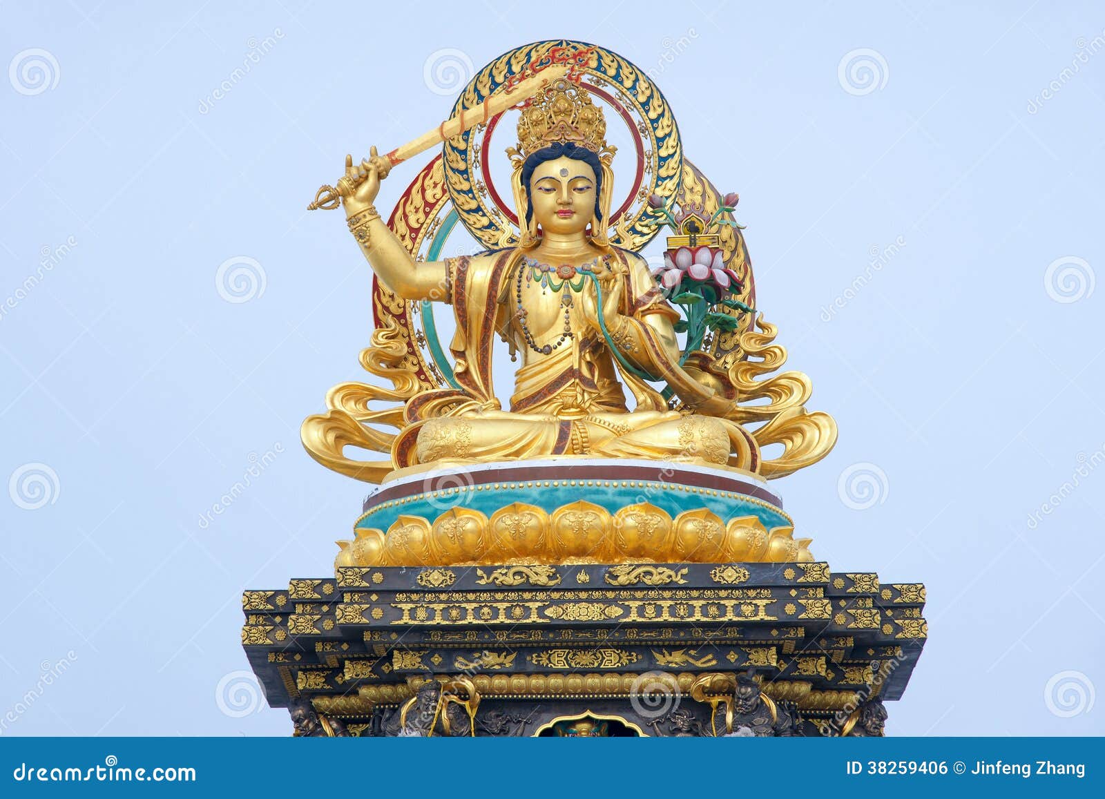 Bodhisattva Manjusri Statue Stock Photo - Image of lotus, temple: 38259406