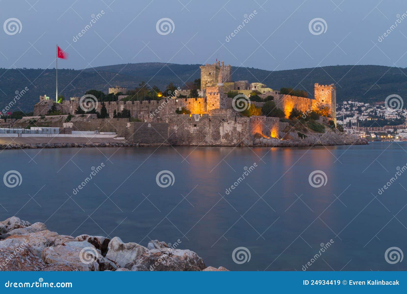 Bodrum Castle stock image. Image of blue, landmark, night - 24934419