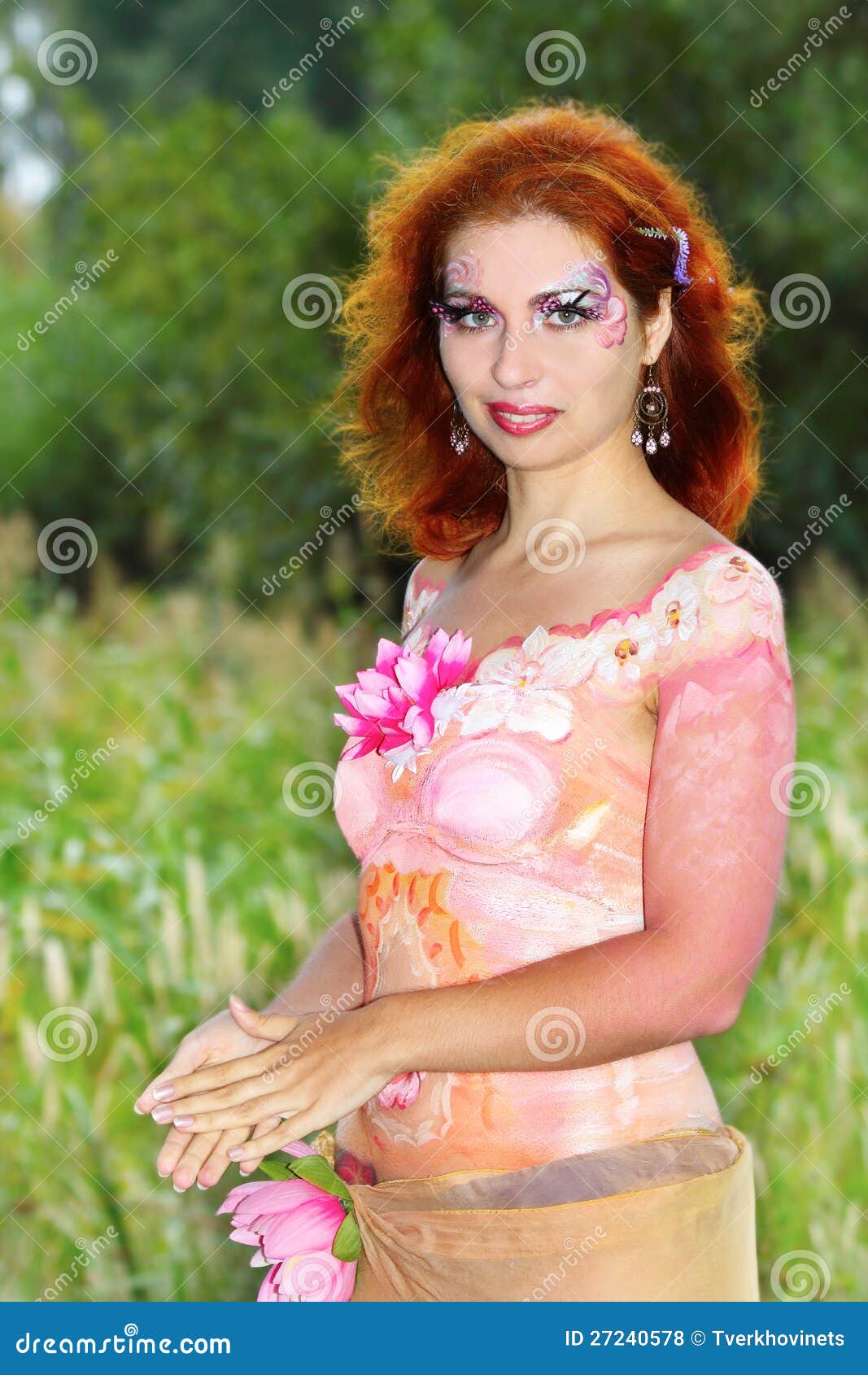 Body art portrait stock photo. Image of hair, foliage - 27240578