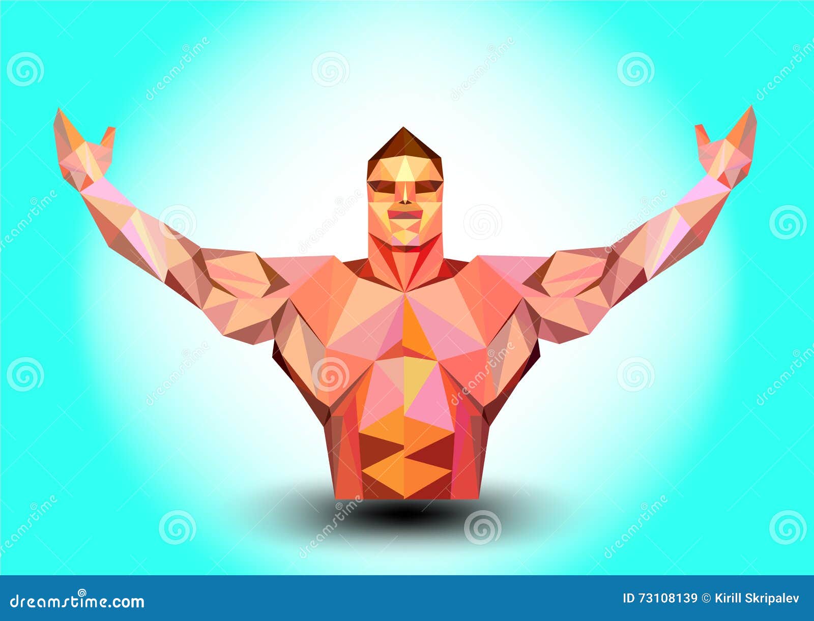 Body Builder Triangle on Blue Background Stock Vector - Illustration of ...