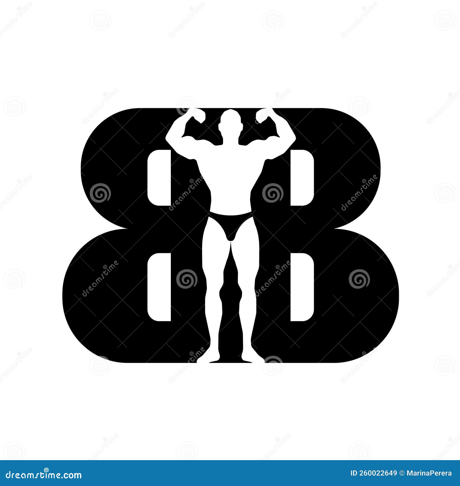 Body Builder Vector Icon in Black and White Stock Vector - Illustration ...