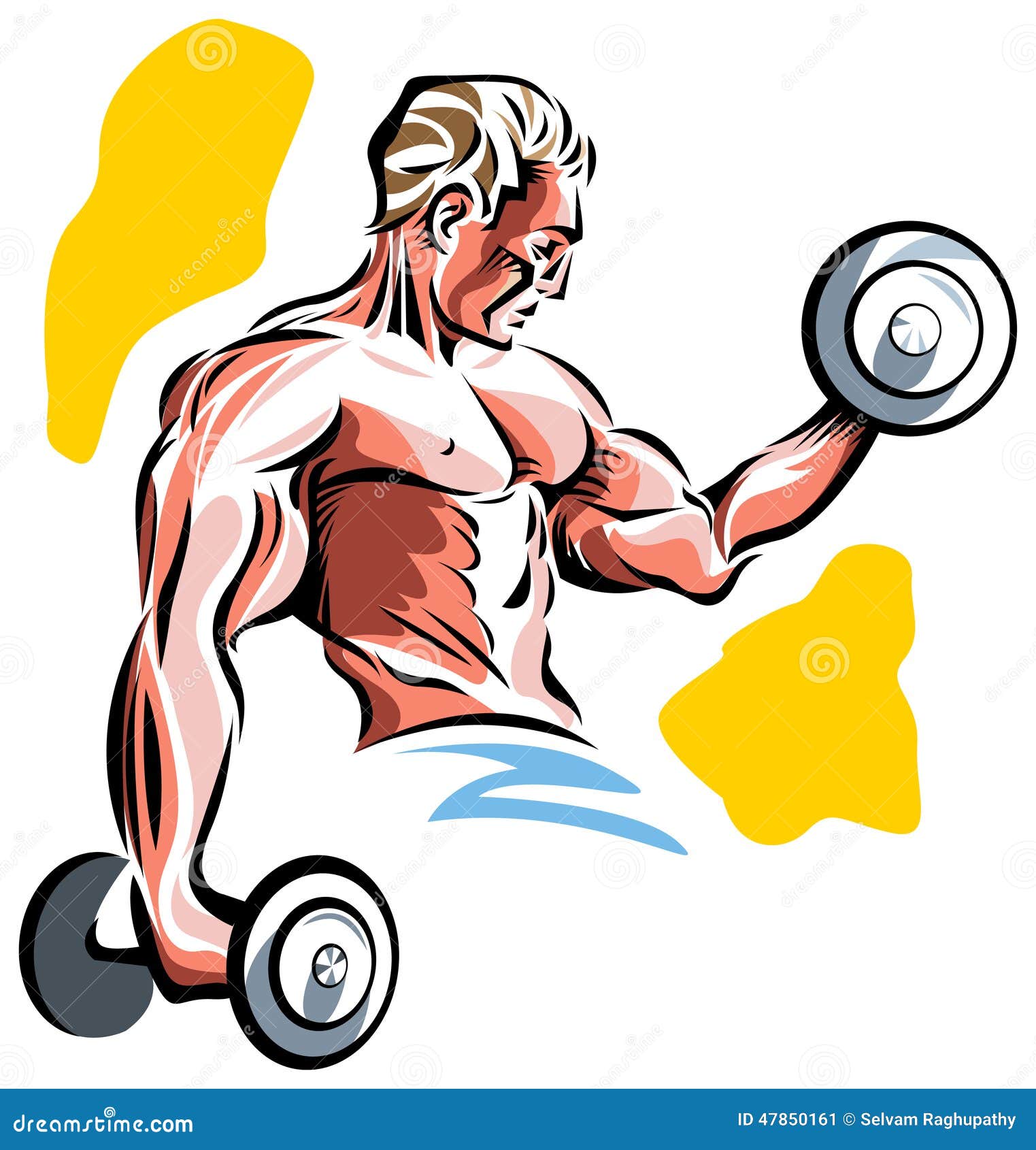Body Builder Flexing Muscles Banner Retro Vector Illustration ...