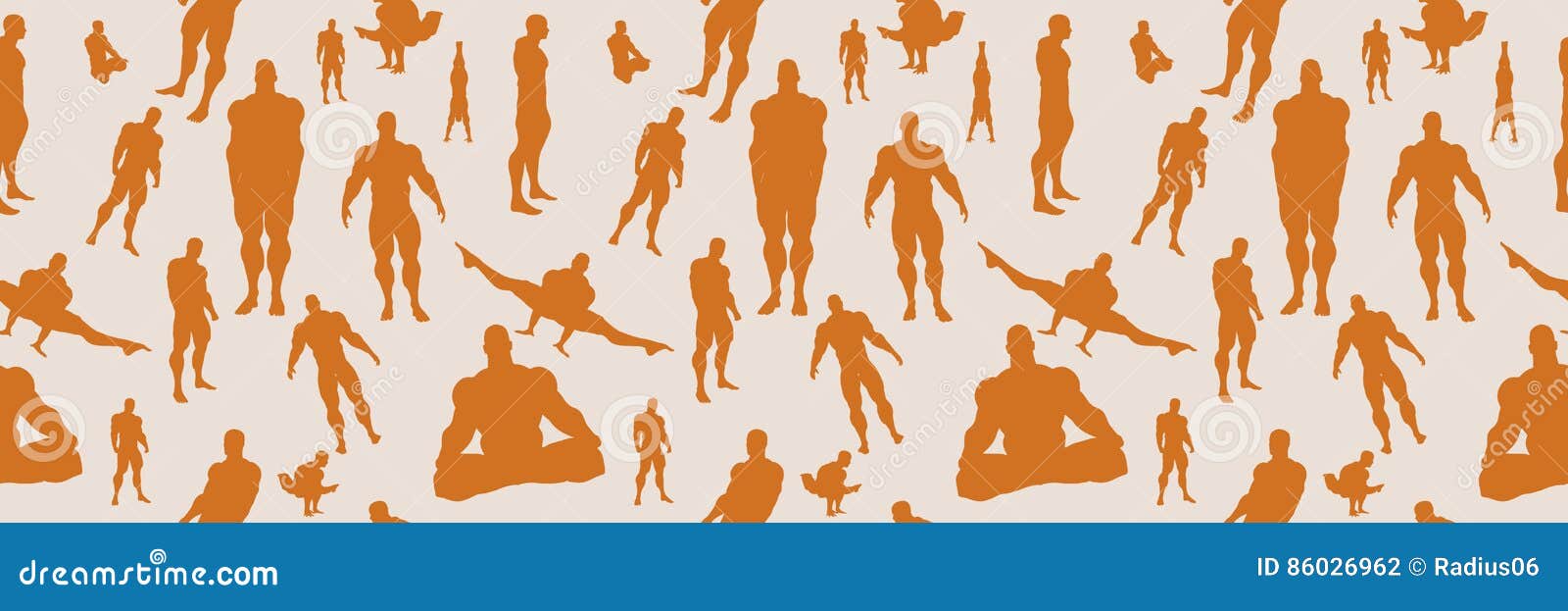 Body Building Silhouettes. Seamless Background Stock Vector ...