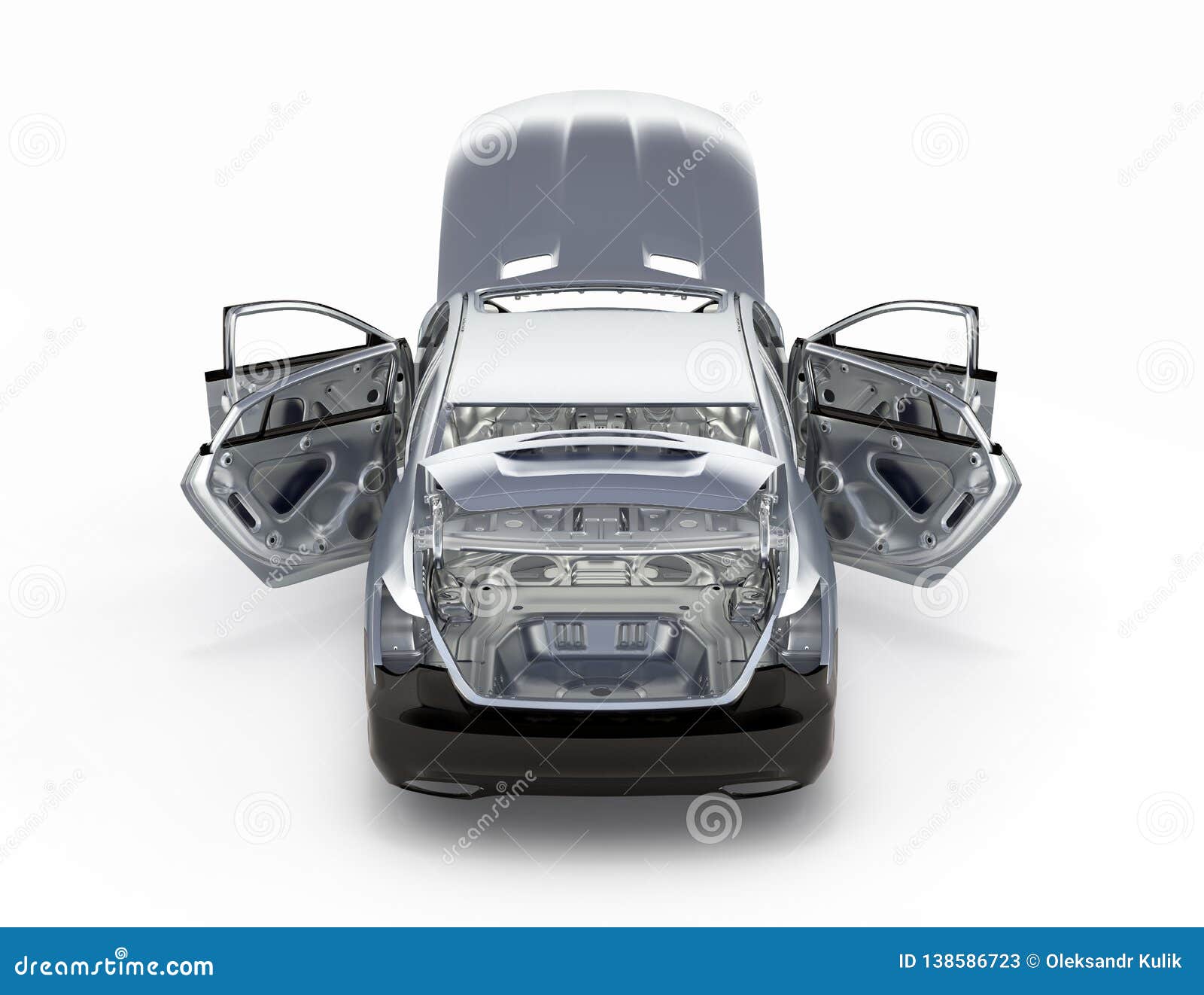 Body Car with No Wheel Back View on White Background 3d Stock ...