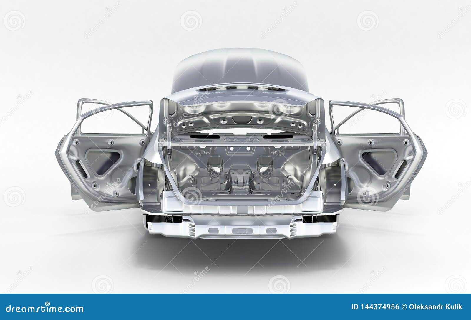 Body Car with No Wheel Back View on White Background 3d Stock ...