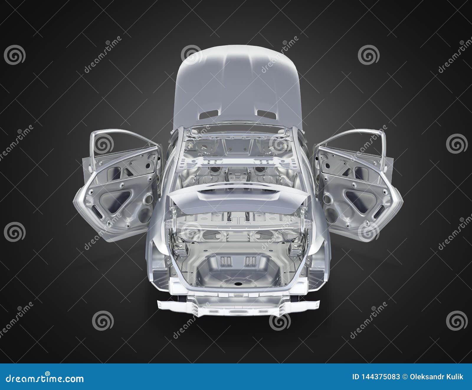 Body Car with No Wheel on Black Background 3d Stock Illustration ...