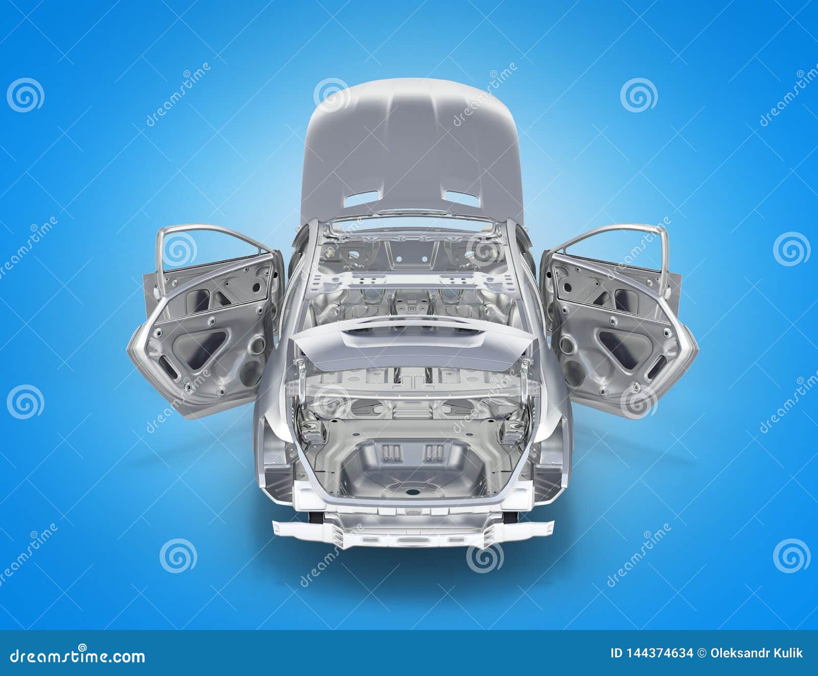 Body Car with No Wheel on Blue Background 3d Stock Illustration ...