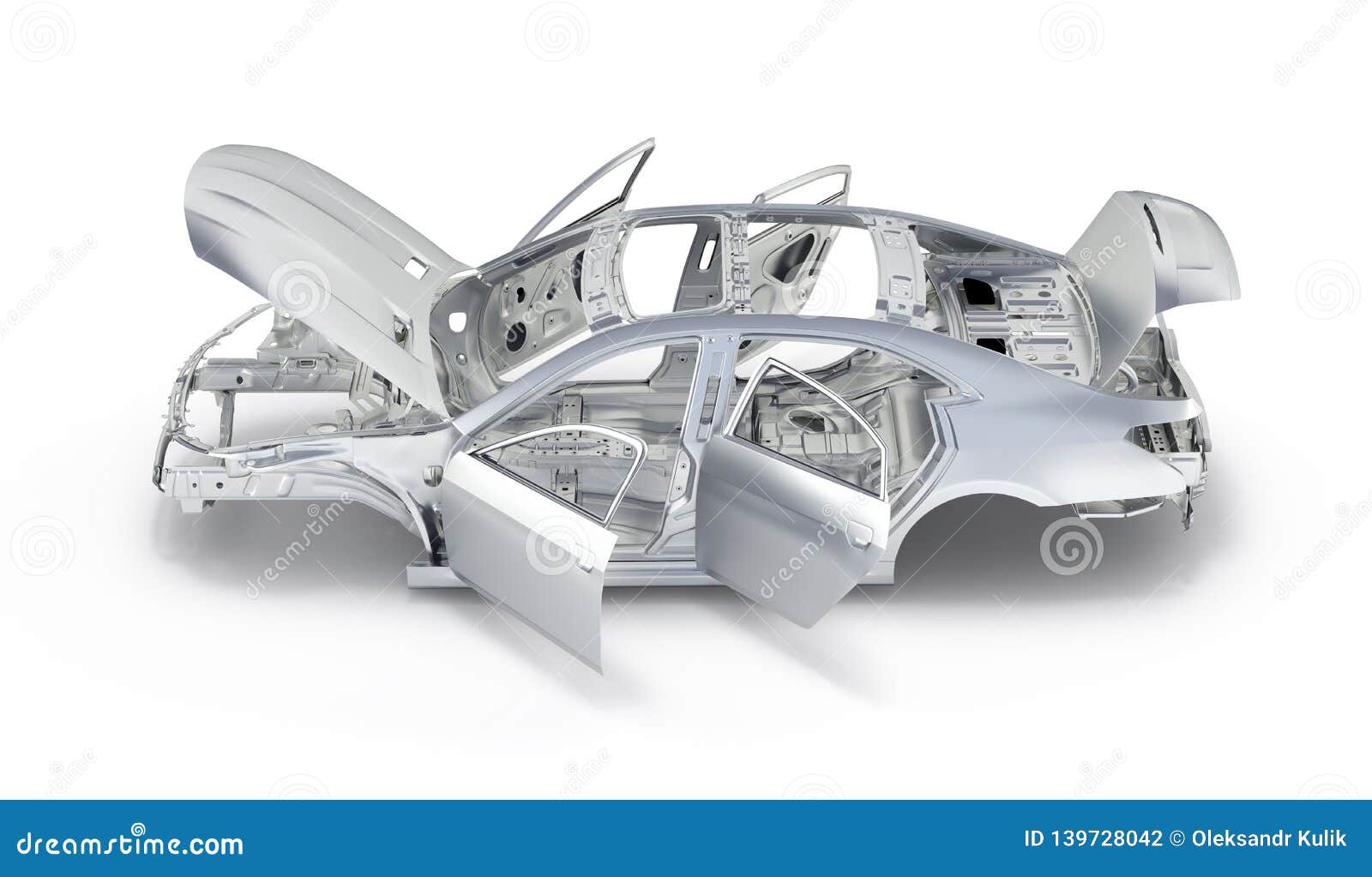 Body Car with No Wheel Isolated on White Background Side View 3d Stock ...