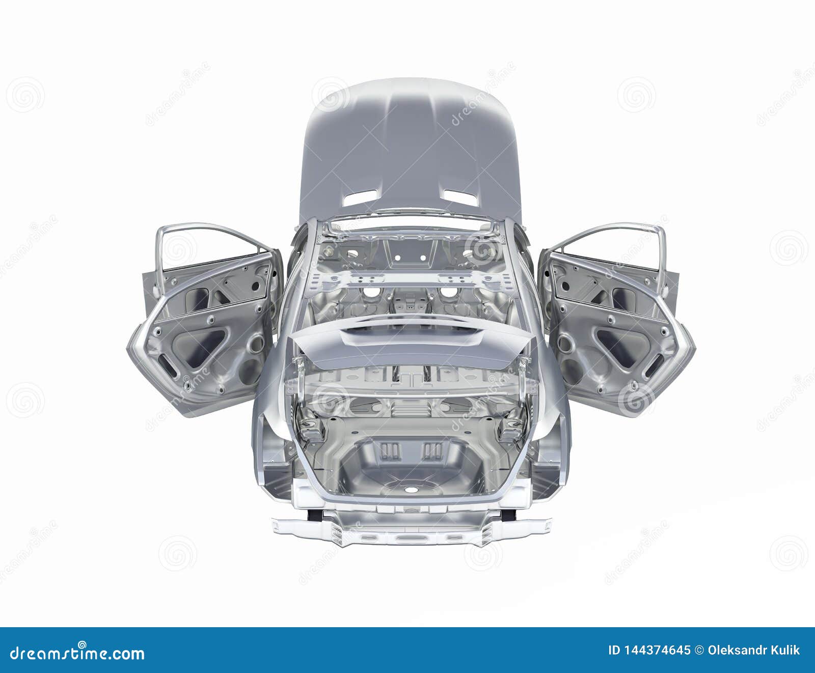 Body Car with No Wheel without Shadow on White Background 3d Stock ...