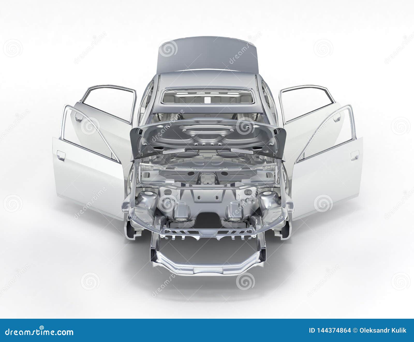 Body Car with No Wheel on White Background 3d Stock Illustration ...