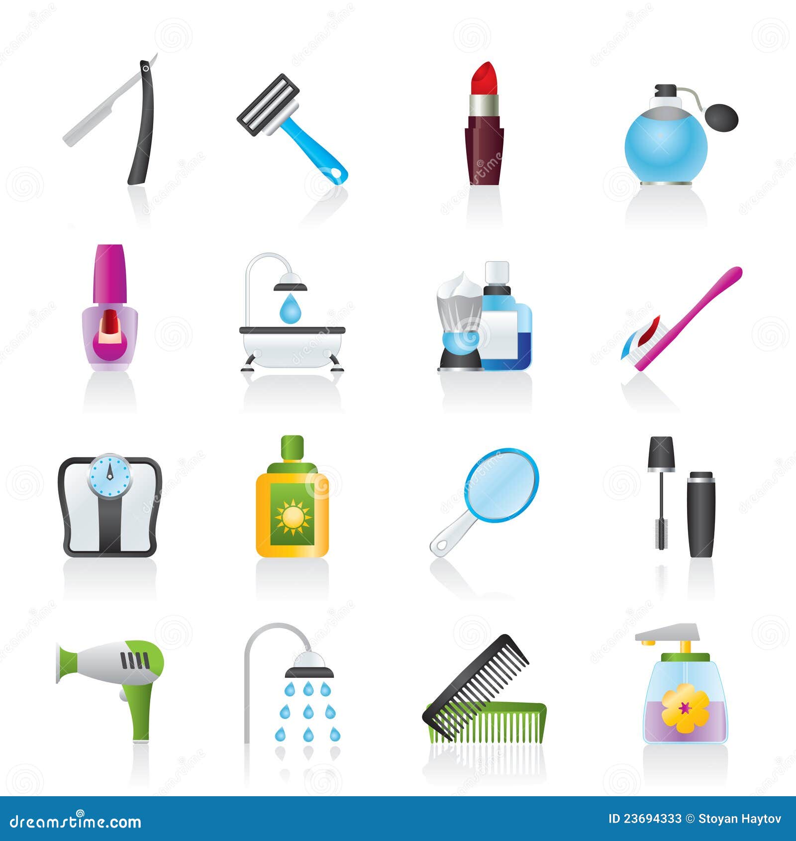 Body Care and Cosmetics Icons Stock Vector - Illustration of lipstick ...