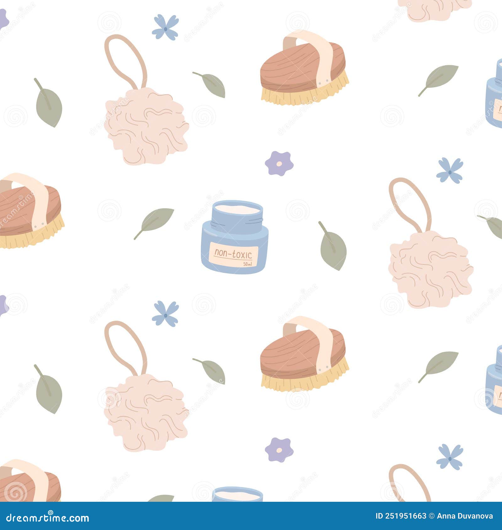 Body Care Pattern in a Hand-drawn Style. Stock Vector - Illustration of ...