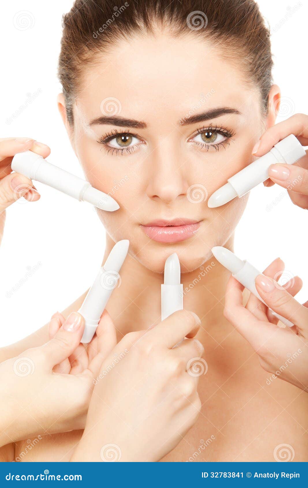Body Care. Using Hygienic Lipstick Stock Image - Image of posing ...