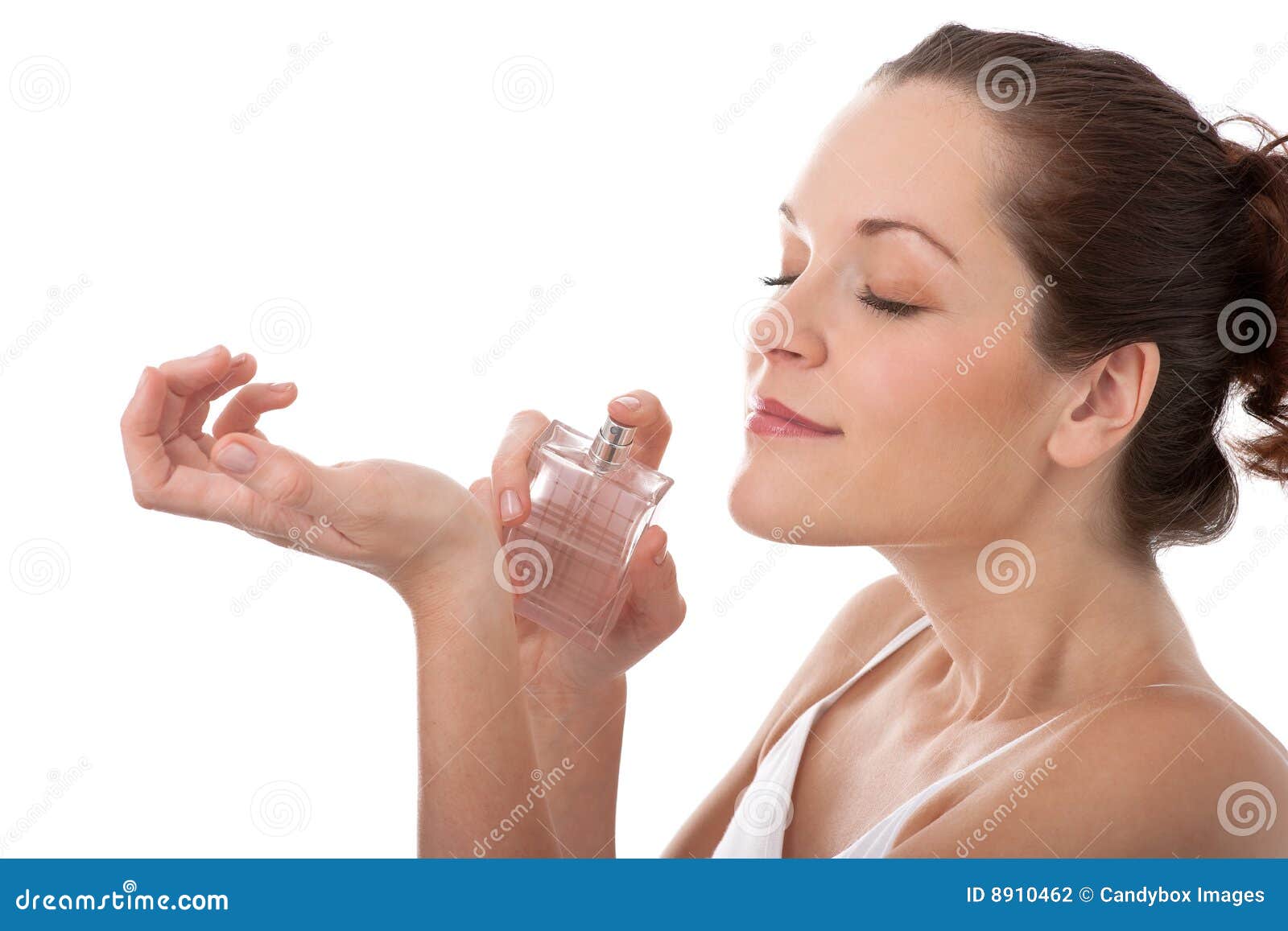 Body Care - Young Woman Apply Perfume Stock Photo - Image of adult ...