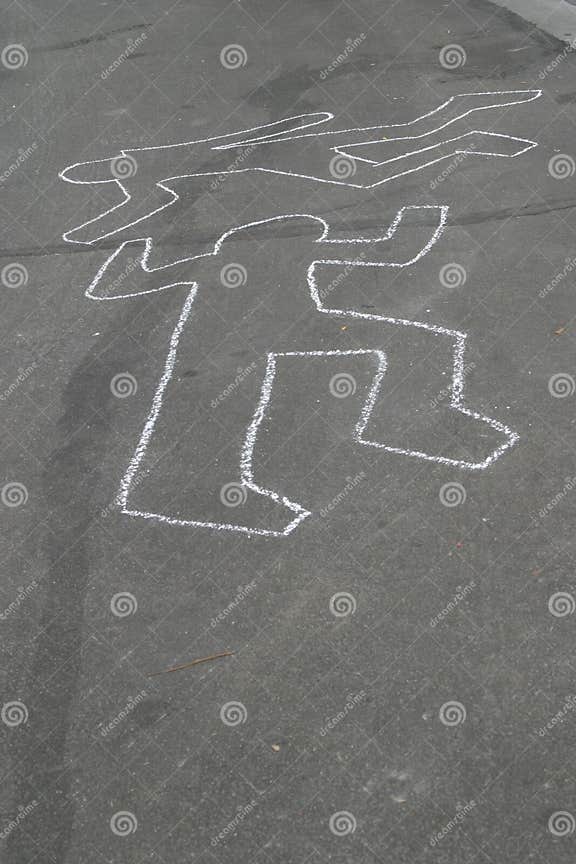 Body Chalk Outlines stock image. Image of asphalt, gangster - 10249039