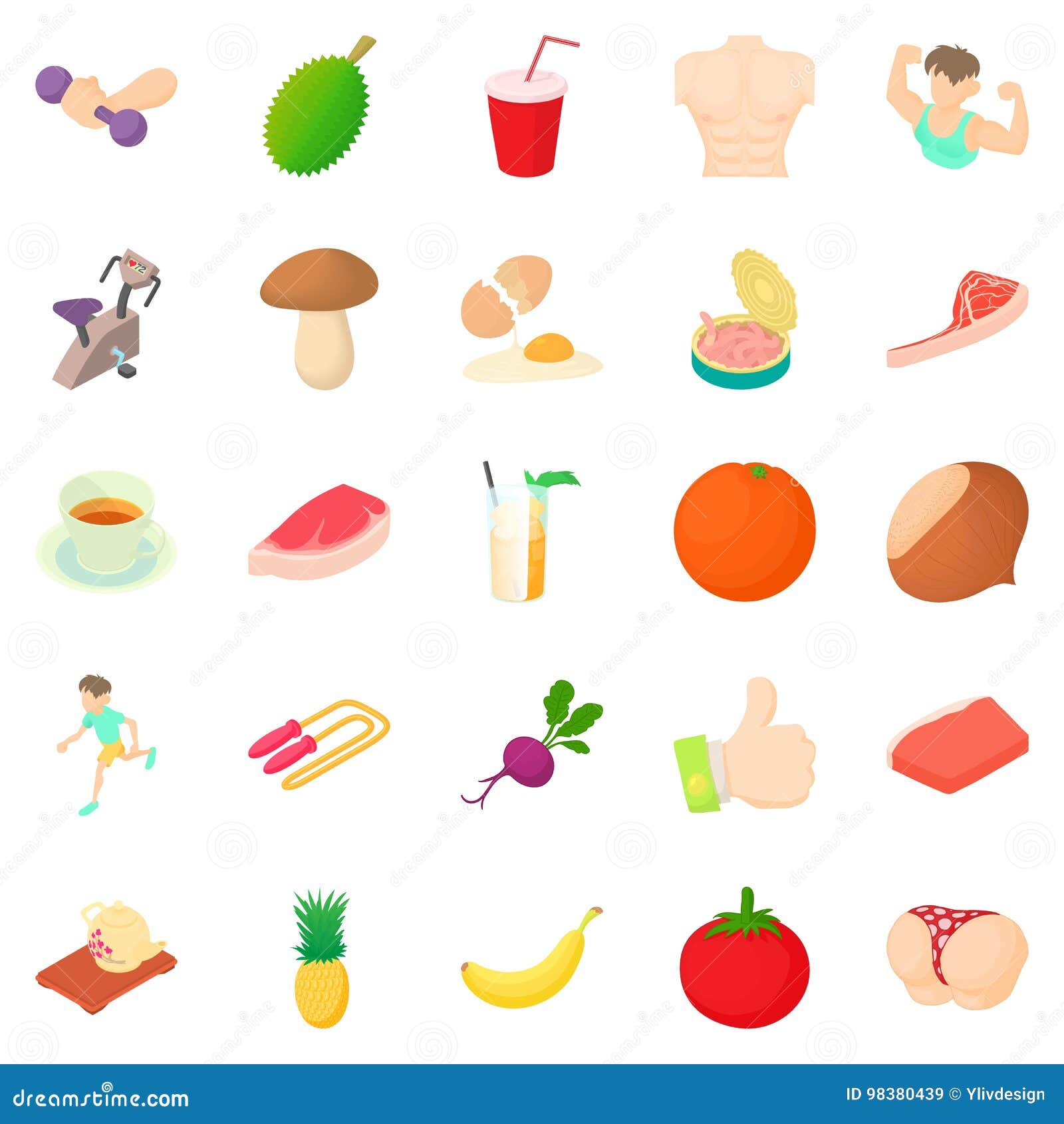 Body Check Icons Set, Cartoon Style Stock Vector - Illustration of ...
