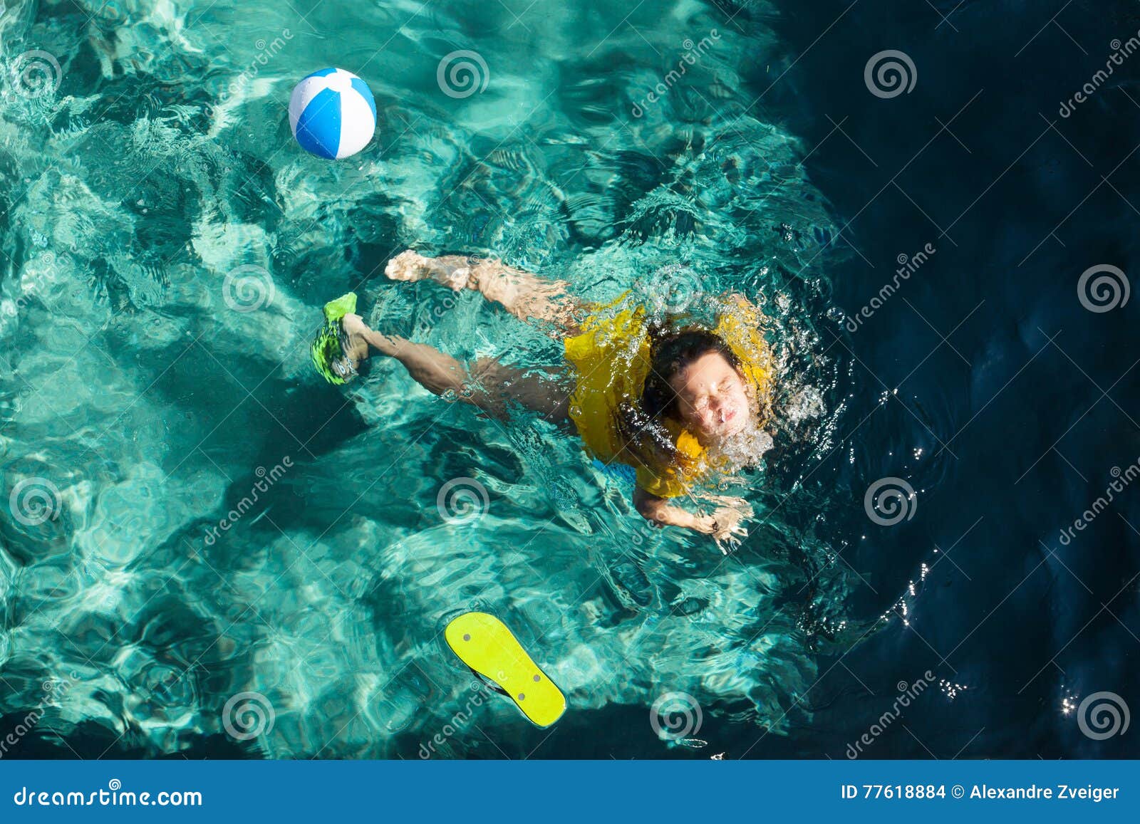 Girl In A Pool Sitting In A Rubber Inflatable Float. Royalty-Free Stock ...