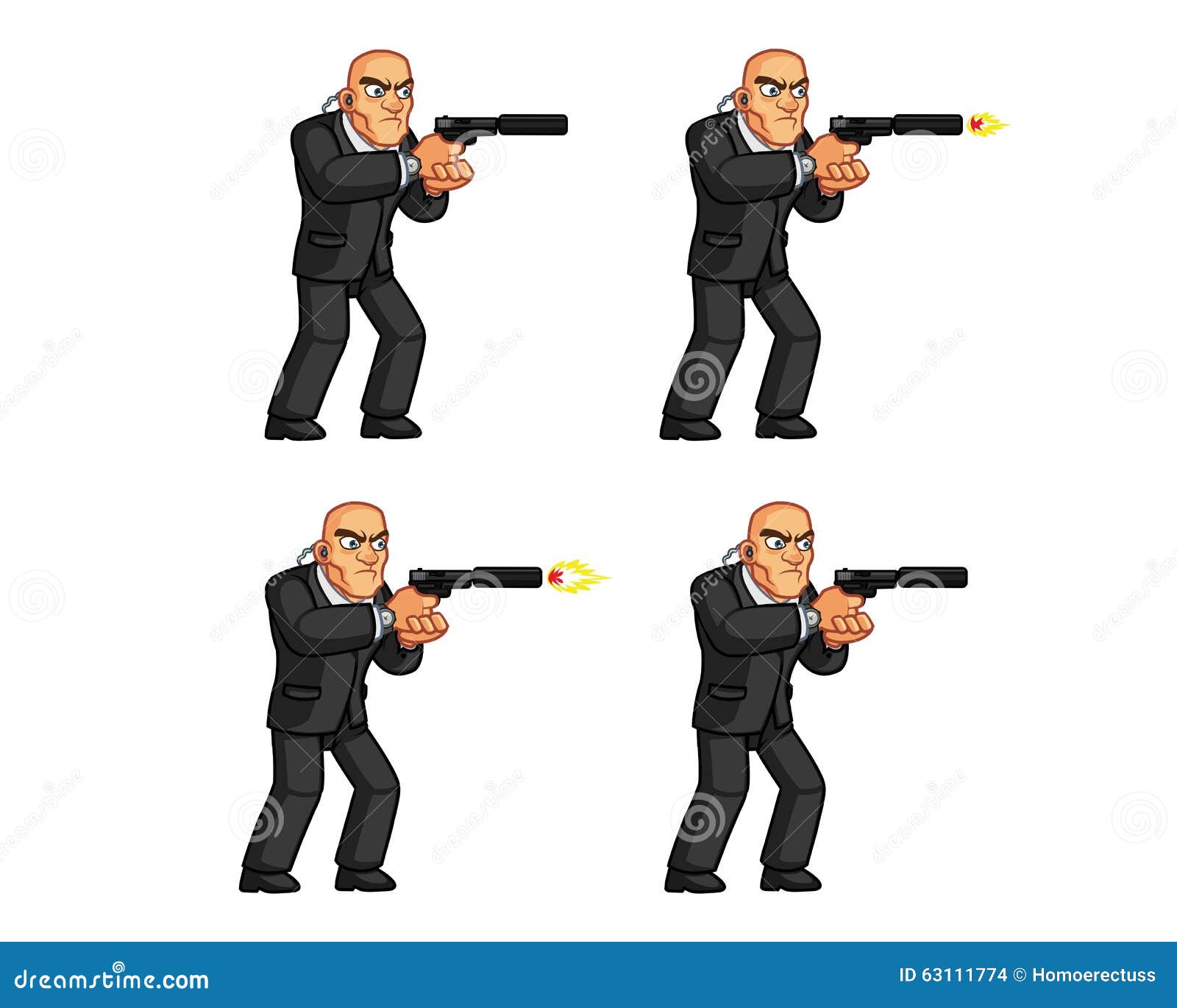 Body Guard Animation Sprite Stock Vector - Illustration of kill, agent ...