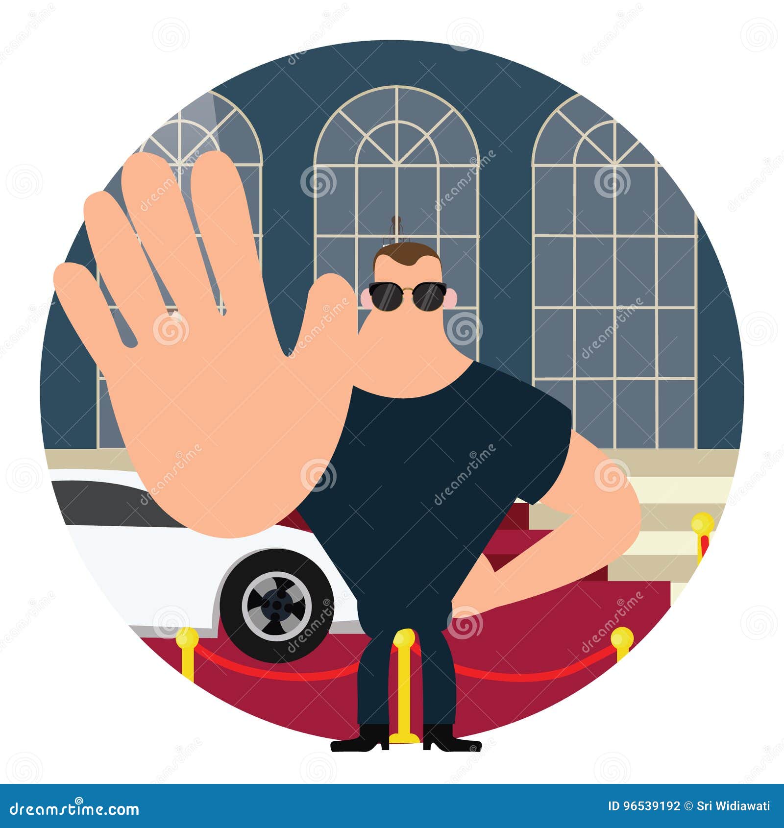 Body Guard on Red Carpet Stop Sign with Hand Big Body Stock Vector ...