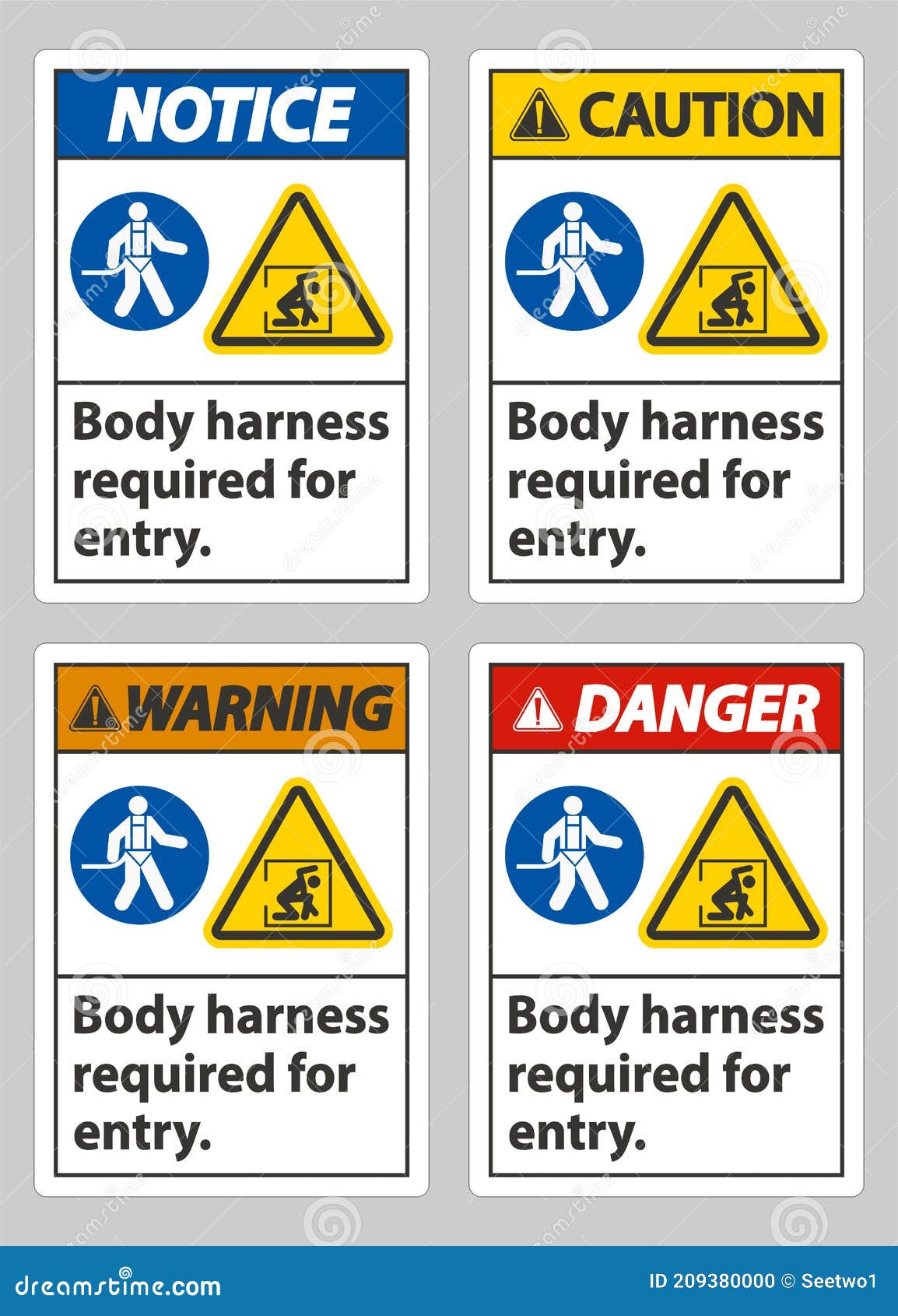 Body Harness Required for Entry Sign Stock Vector - Illustration of ...