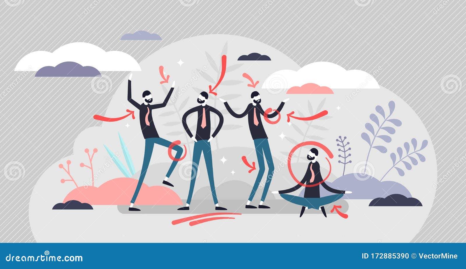 Body Language Concept, Flat Tiny Person Vector Illustration Stock ...