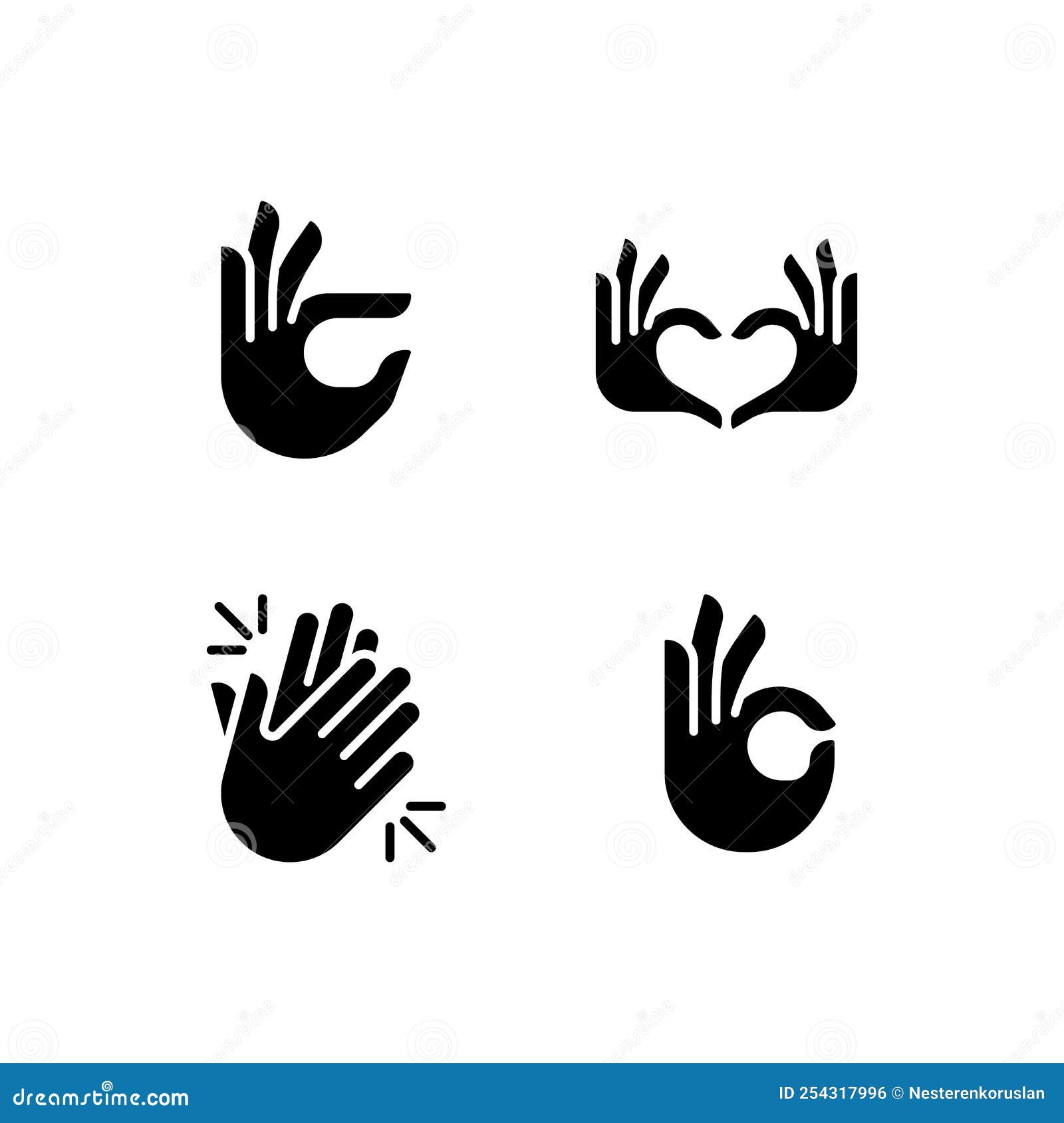 Body Language Signals Black Glyph Icons Set On White Space Stock Vector