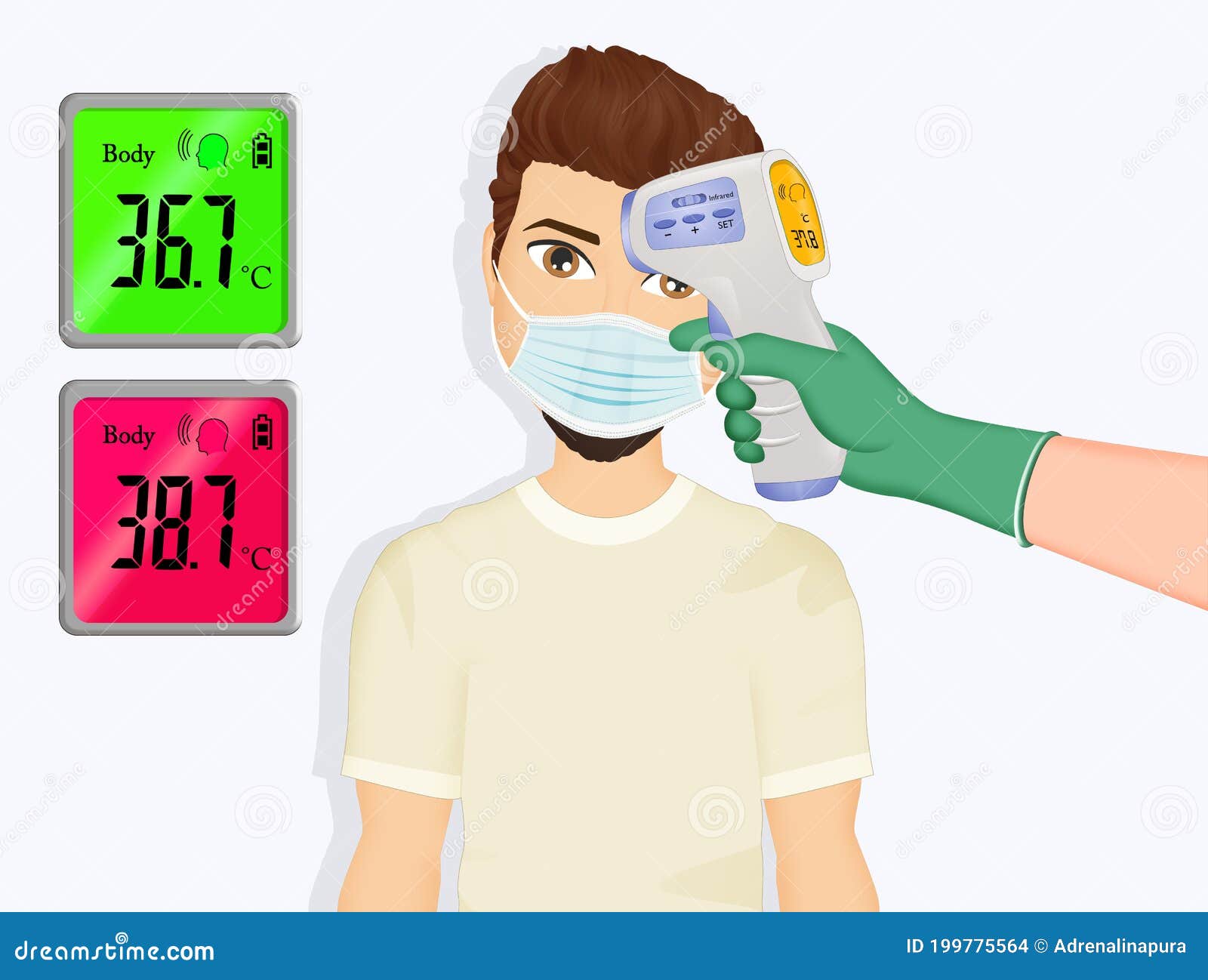 Body Man Temperature Check is Required Stock Illustration ...