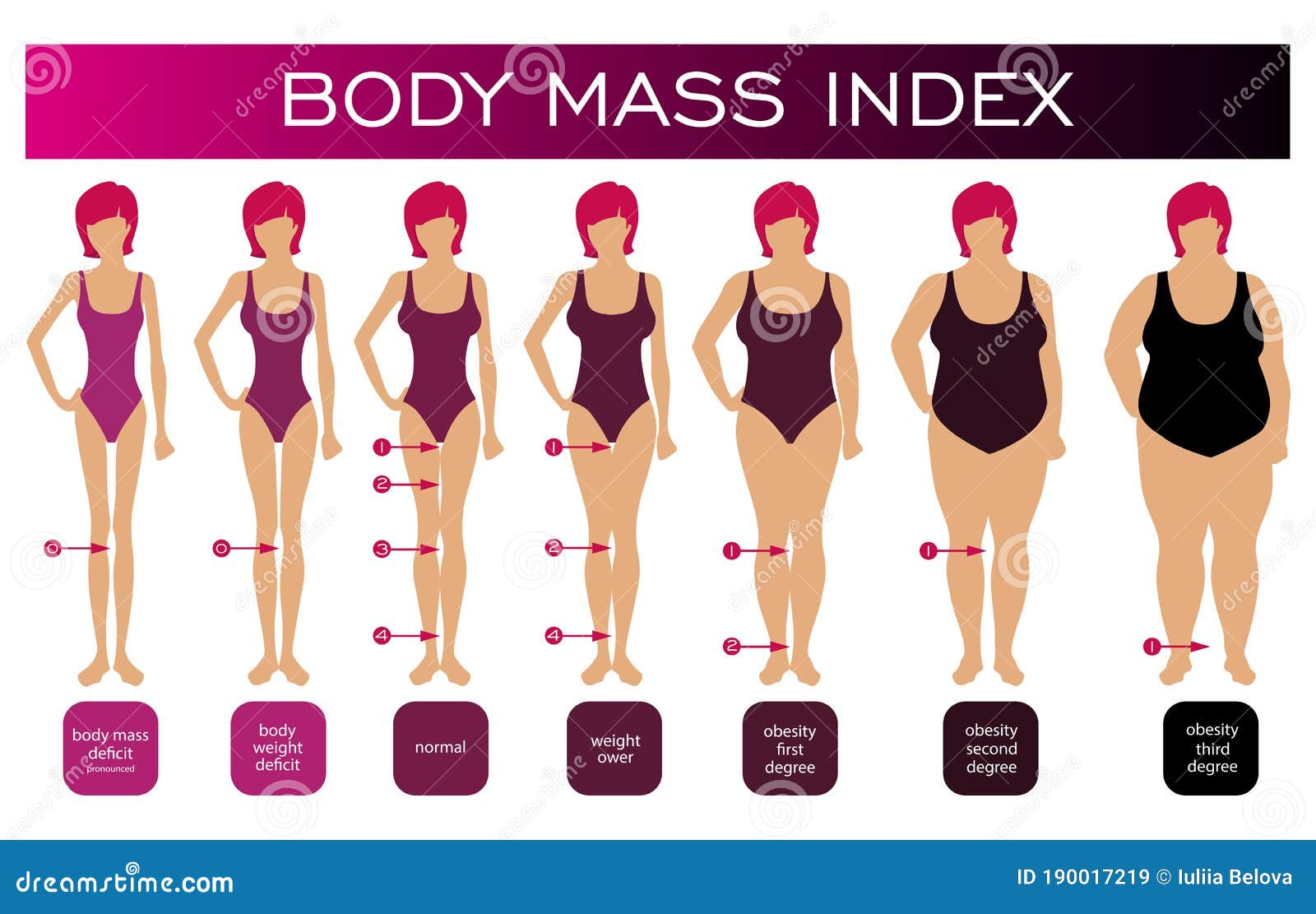 Stages Of Obesity Process Vector Illustration Woman Cartoon Character