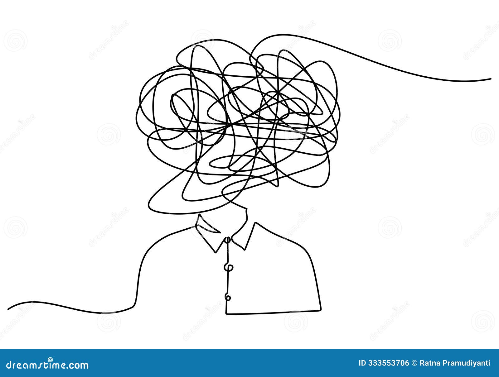 Body, Messy Thought Symbol and Light Bulb. Thinking, Ideas, Inspiration ...