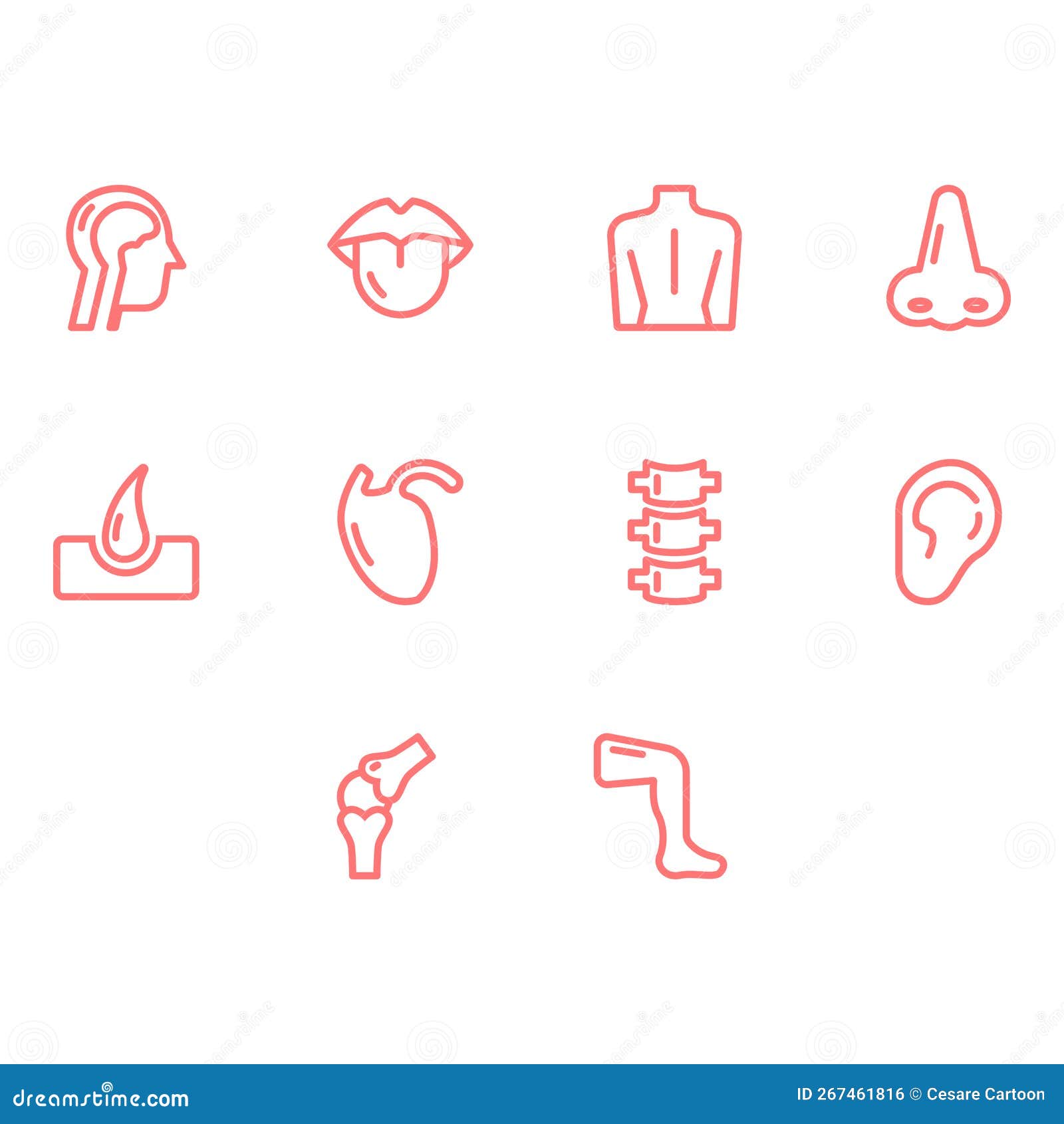 Body part icon set stock vector. Illustration of nose - 267461816