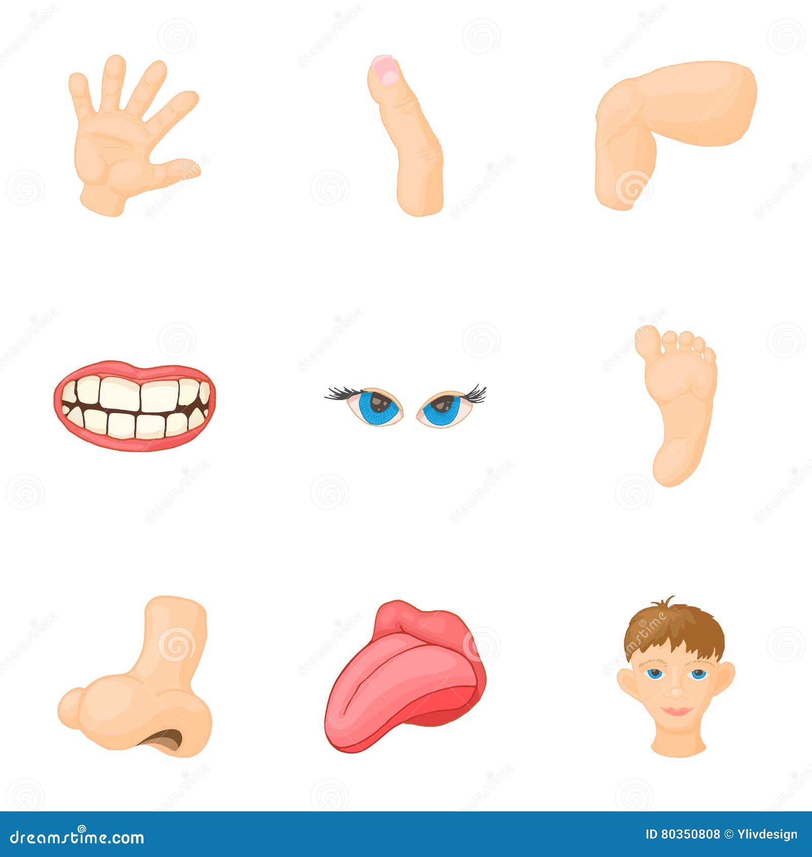 Body Parts Icons Set, Cartoon Style Stock Vector - Illustration of head ... Body Parts Icons Set, Cartoon Style Stock Vector - Illustration of head ...
