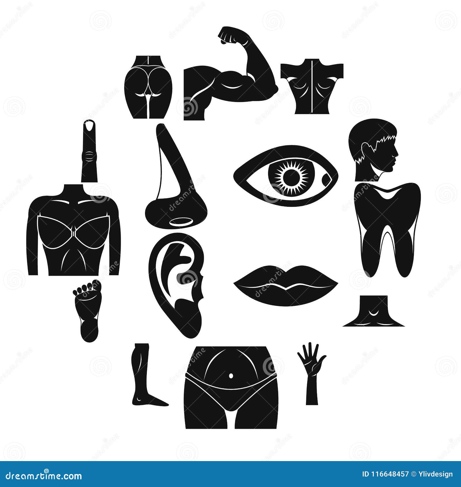 Body Parts Icons Set, Simple Style Stock Vector - Illustration of mouth ...