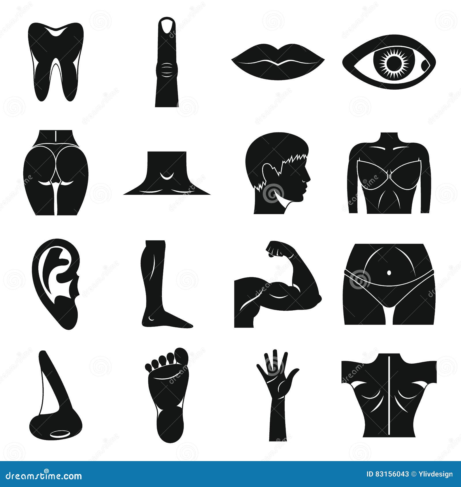Body Parts Icons Set, Simple Style Stock Vector - Illustration of ...