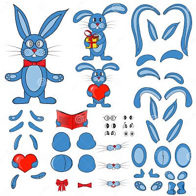 Body Parts of the Rabbit in Vector Stock Vector - Illustration of group ...