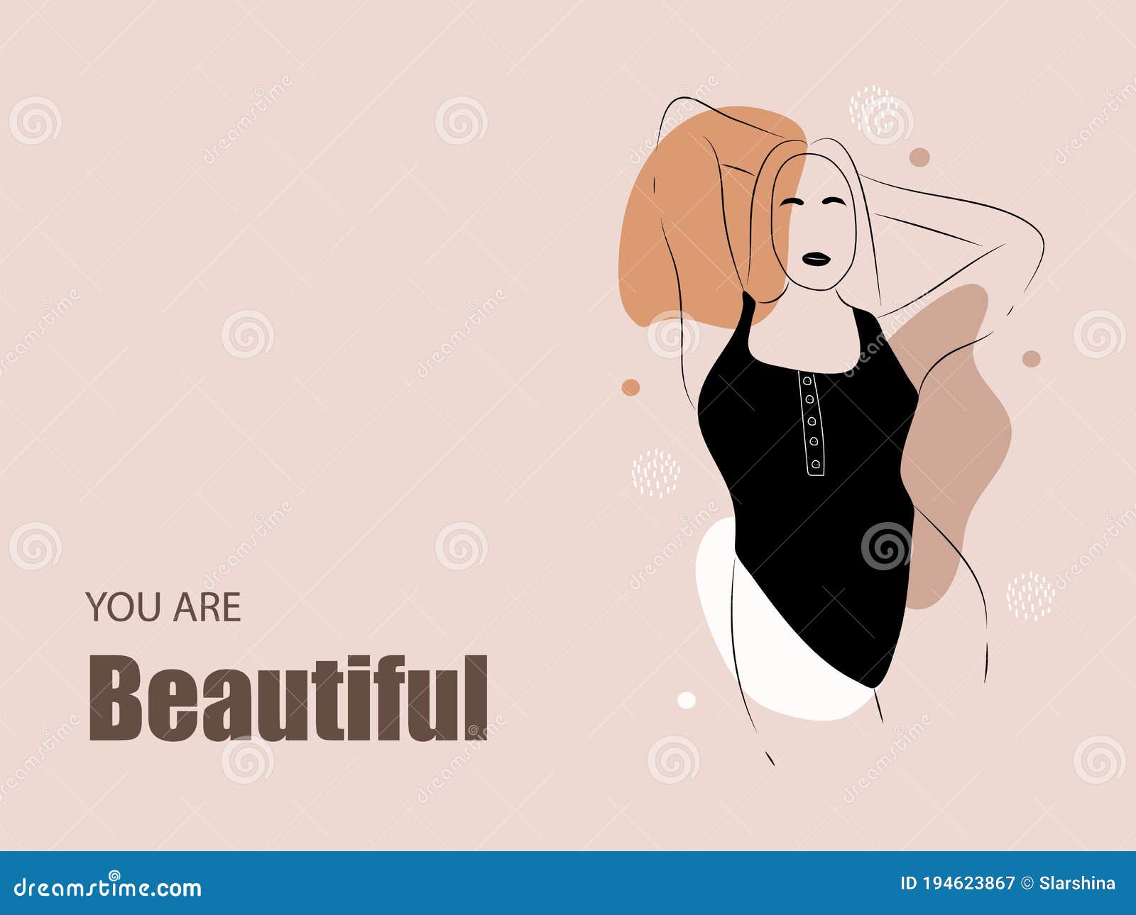 Body Positive Abstract Minimalistic Female Figure Stock Vector