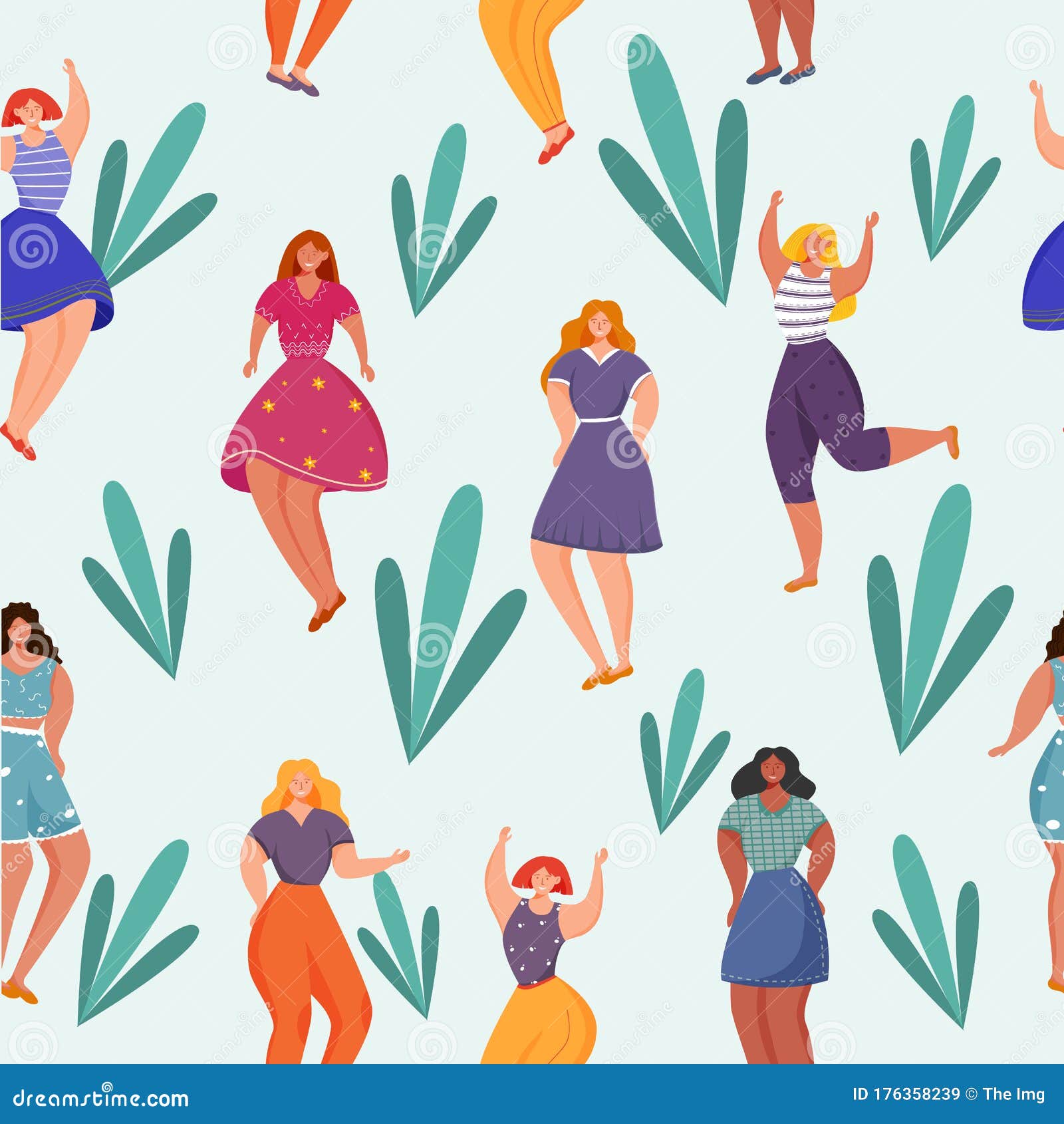 Body Positive Flat Vector Seamless Pattern Stock Vector - Illustration ...