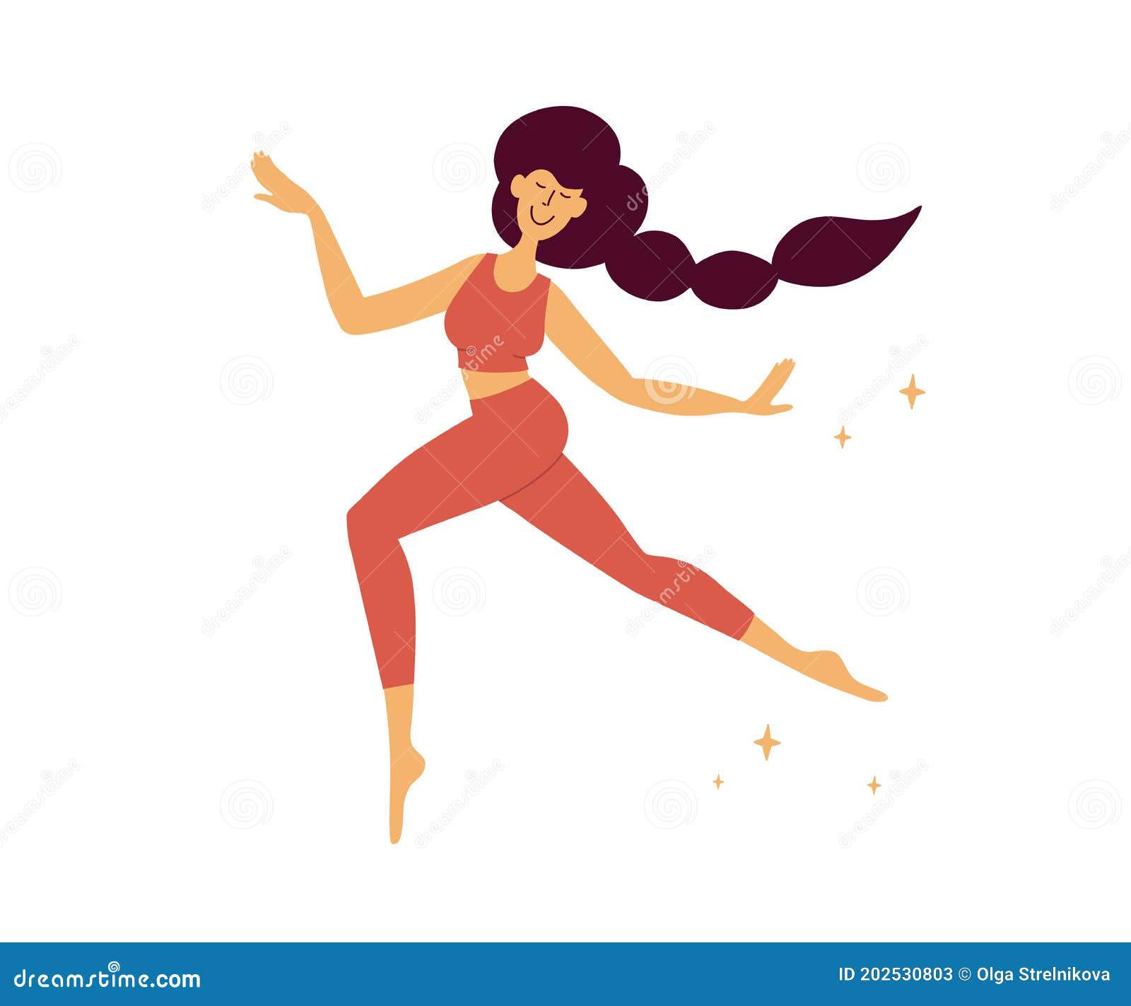 Body Positive Or Self Care Concept With Dancing Young Woman Stock