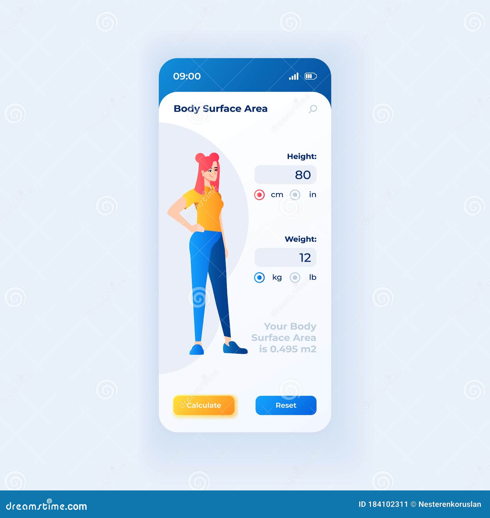 Surface Area Measurement Example, Flat Vector Illustration Diagram ...