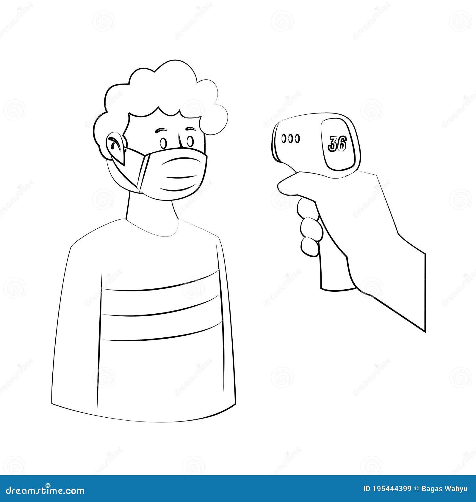 Body Temperature Checking with Thermometer Illustrator Stock Vector ...