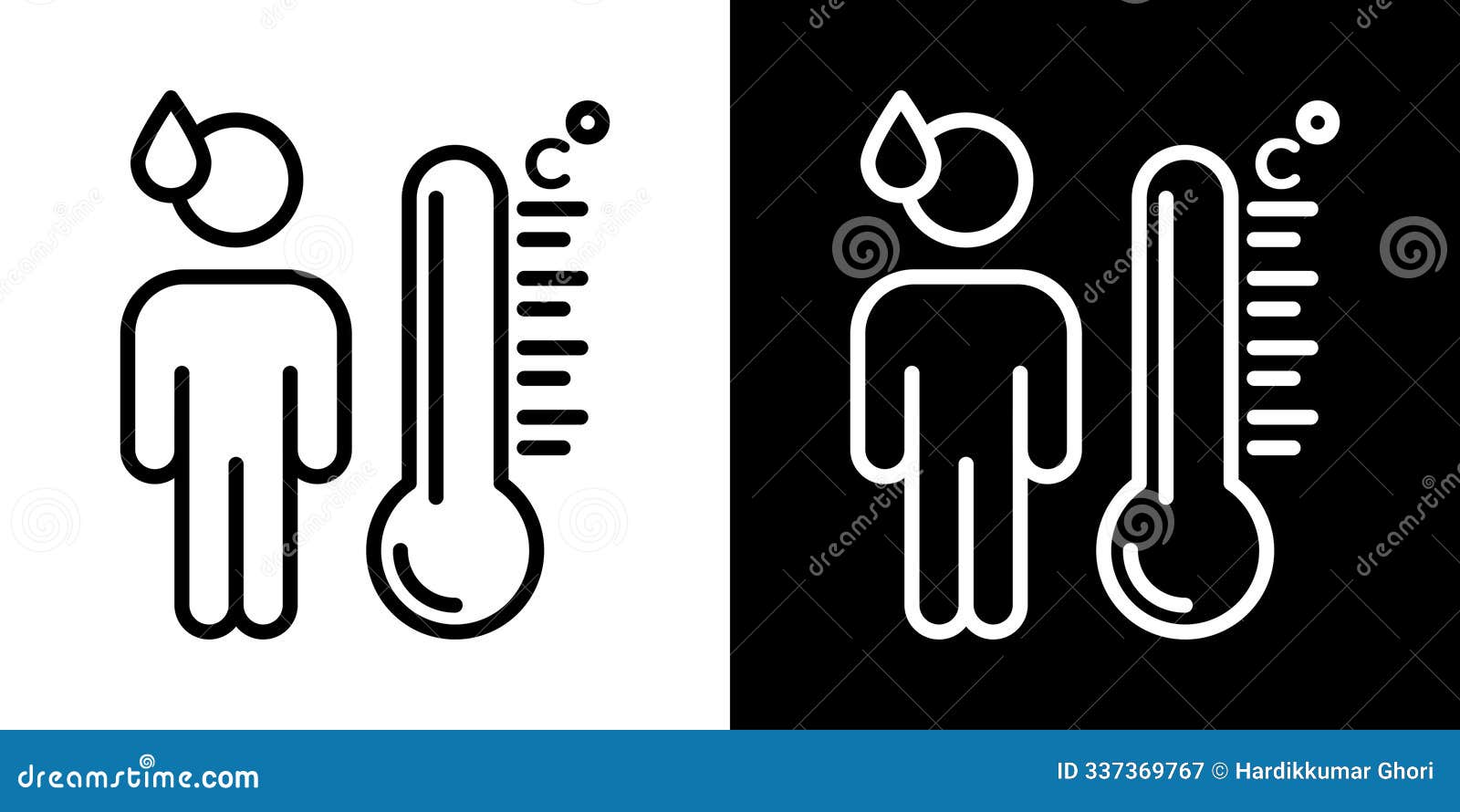 Body Temperature Thin Line Vector Icon Set Stock Vector - Illustration ...