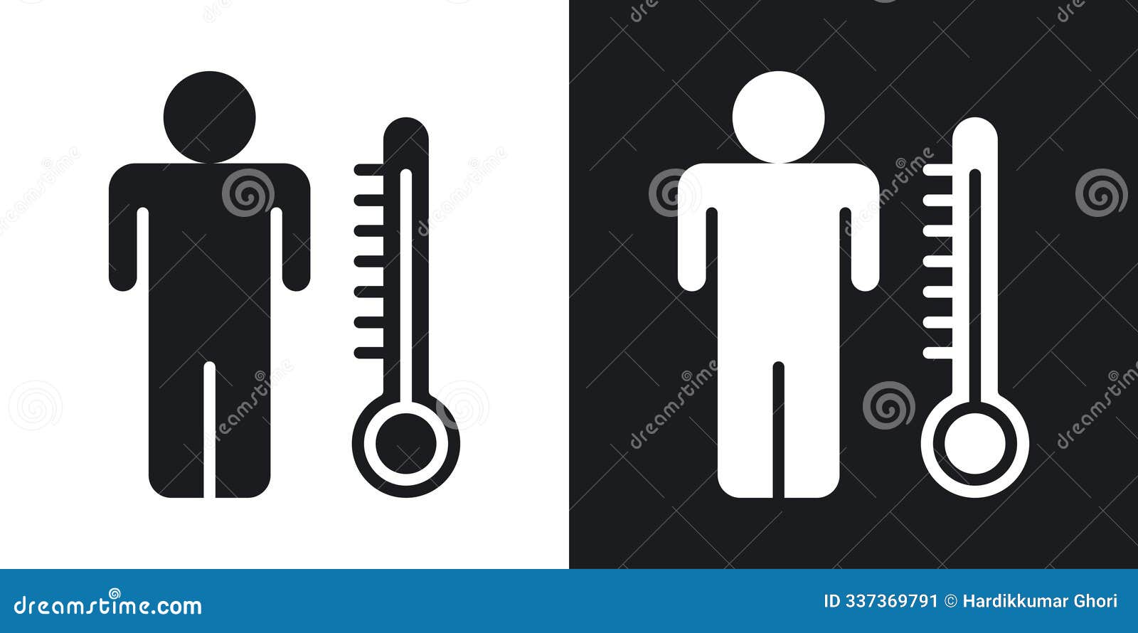 Body Temperature Thin Line Vector Icon Set Stock Vector - Illustration ...