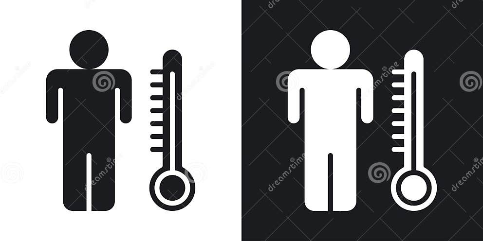Body Temperature Thin Line Vector Icon Set Stock Vector - Illustration ...