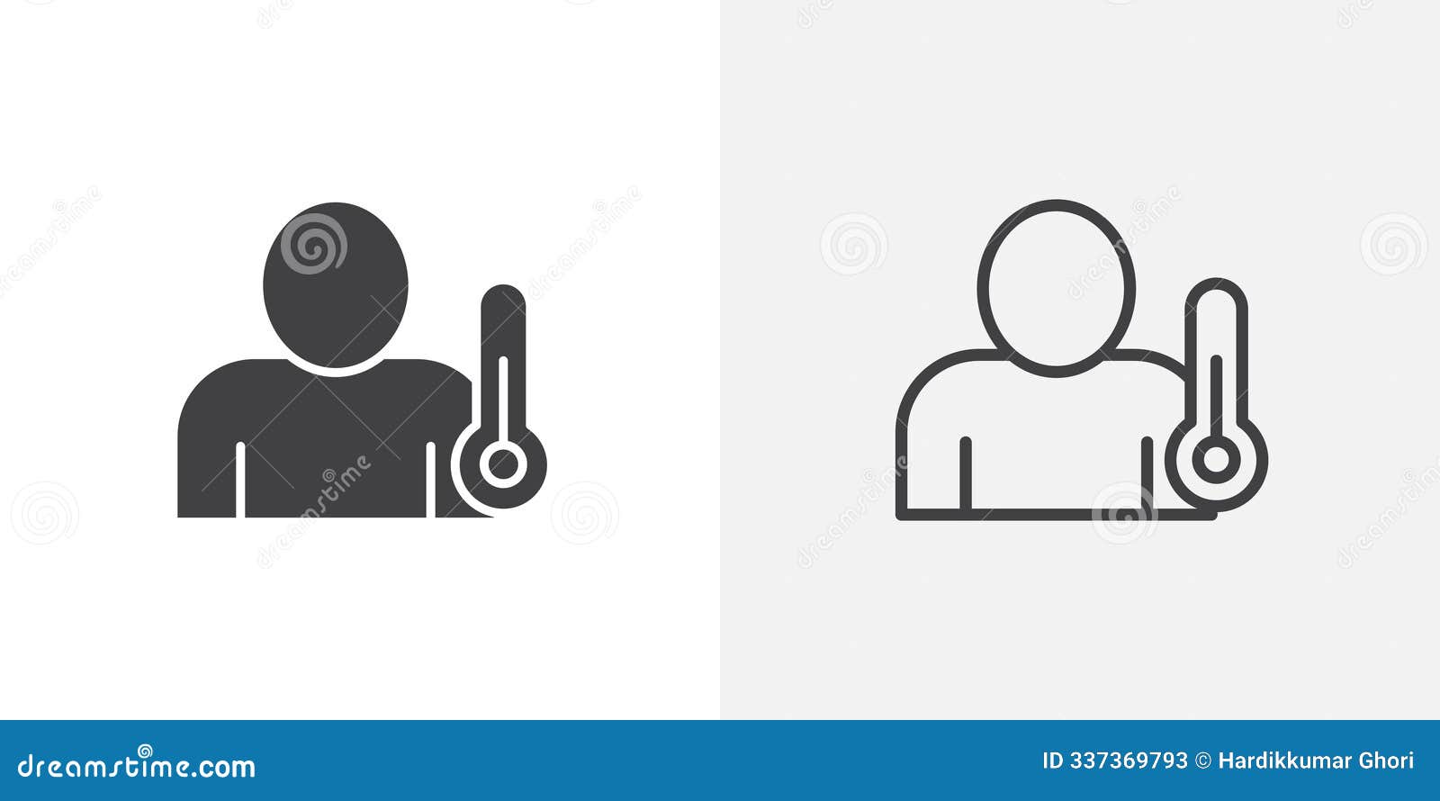 Body Temperature Thin Line Vector Icon Set Stock Vector - Illustration ...